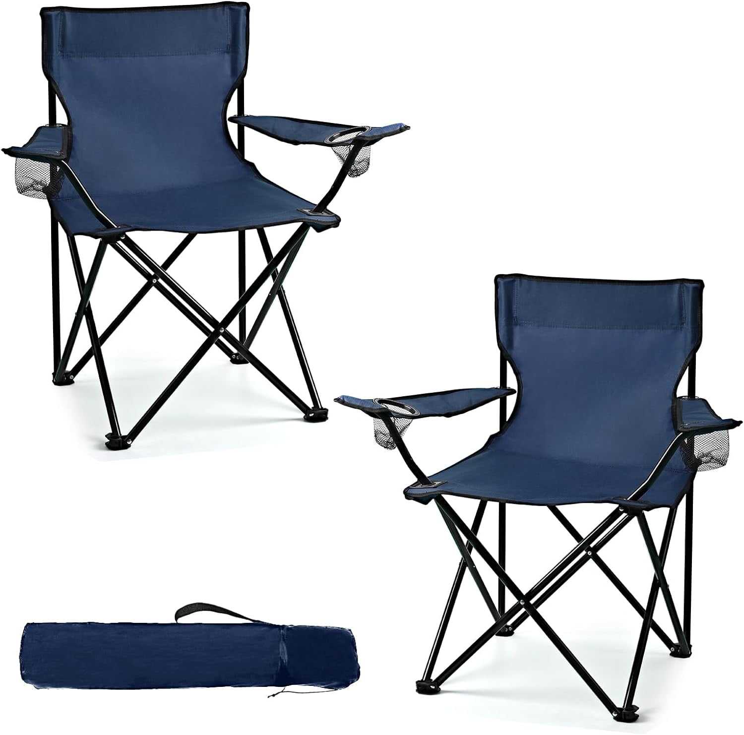 2 Pack Lightweight Camping Chairs for Adults & Teens, 250LBS Capacity ...