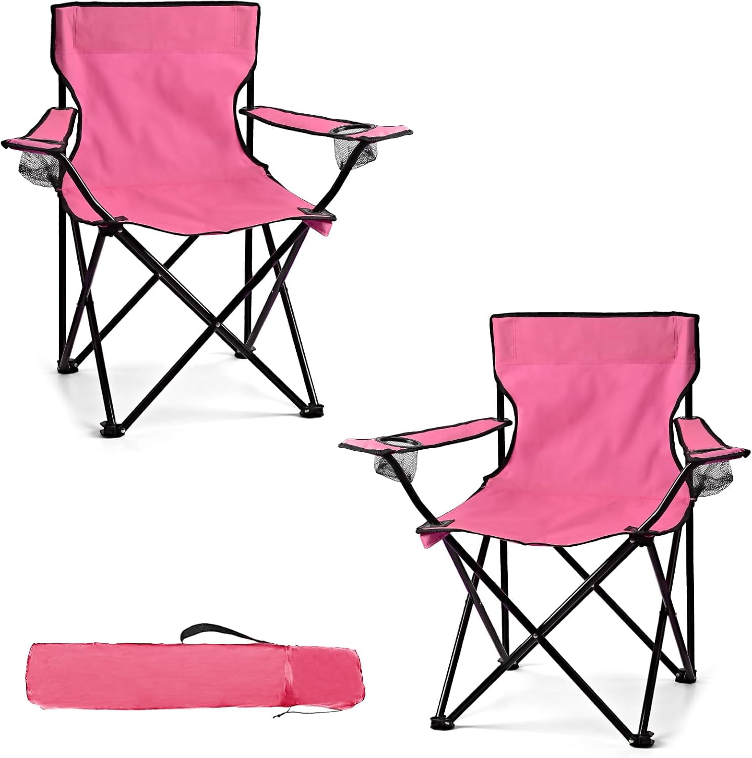 2 Pack Lightweight Camping Chairs for Adults & Teens, 250LBS Capacity ...