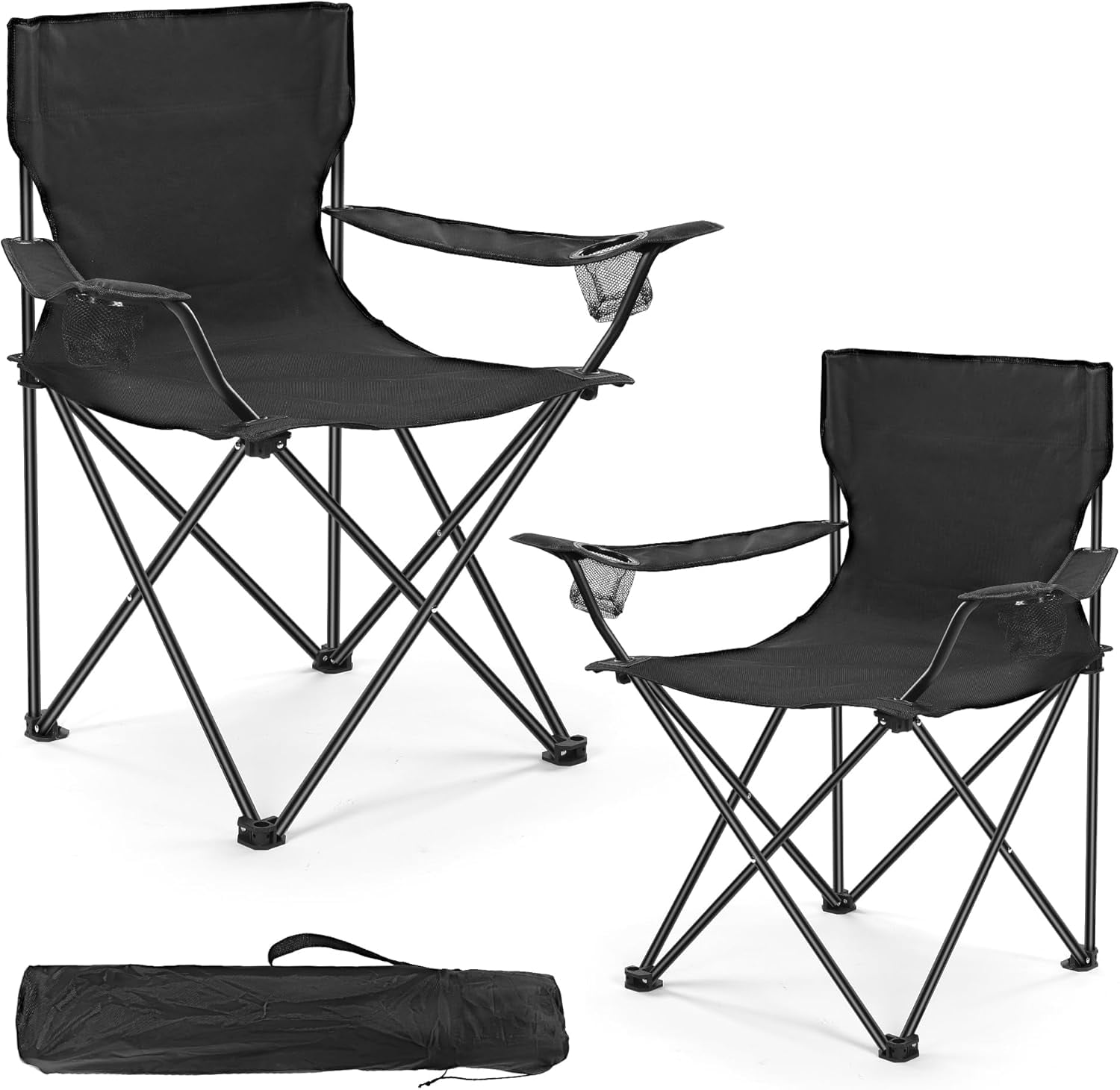 2 Pack Lightweight Camping Chairs for Adults & Teens, 250LBS Capacity ...