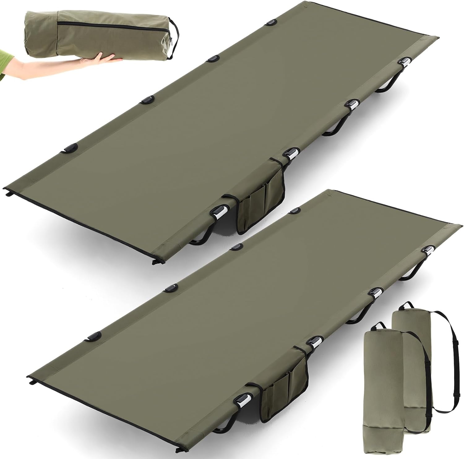 2 Pack Lightweight Cots Backpacking Cot Supports 330 Lbs Sleeping Cots ...