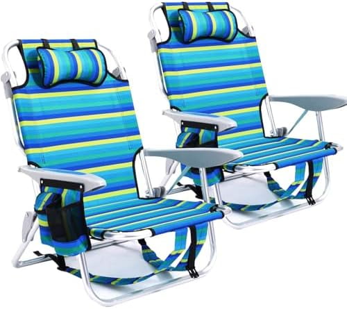 2 Pack Lightweight Portable Camping Beach Chair for Adults, Outdoor Lay ...