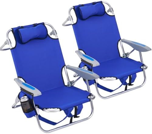 2 Pack Lightweight Portable Camping Beach Chair for Adults, Outdoor Lay ...