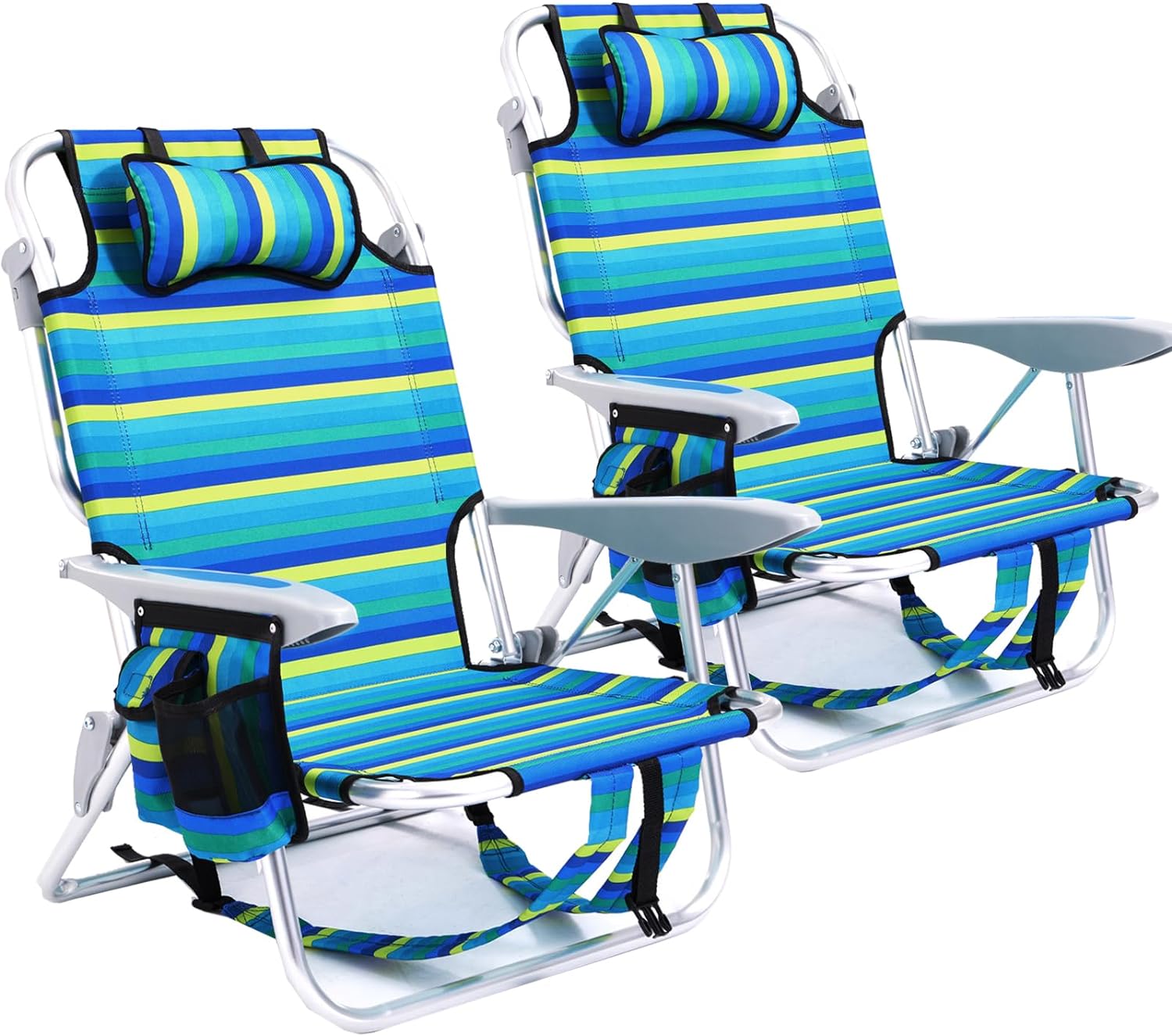 2 Pack Lightweight Portable Camping Beach Chair for Adults, Outdoor Lay ...