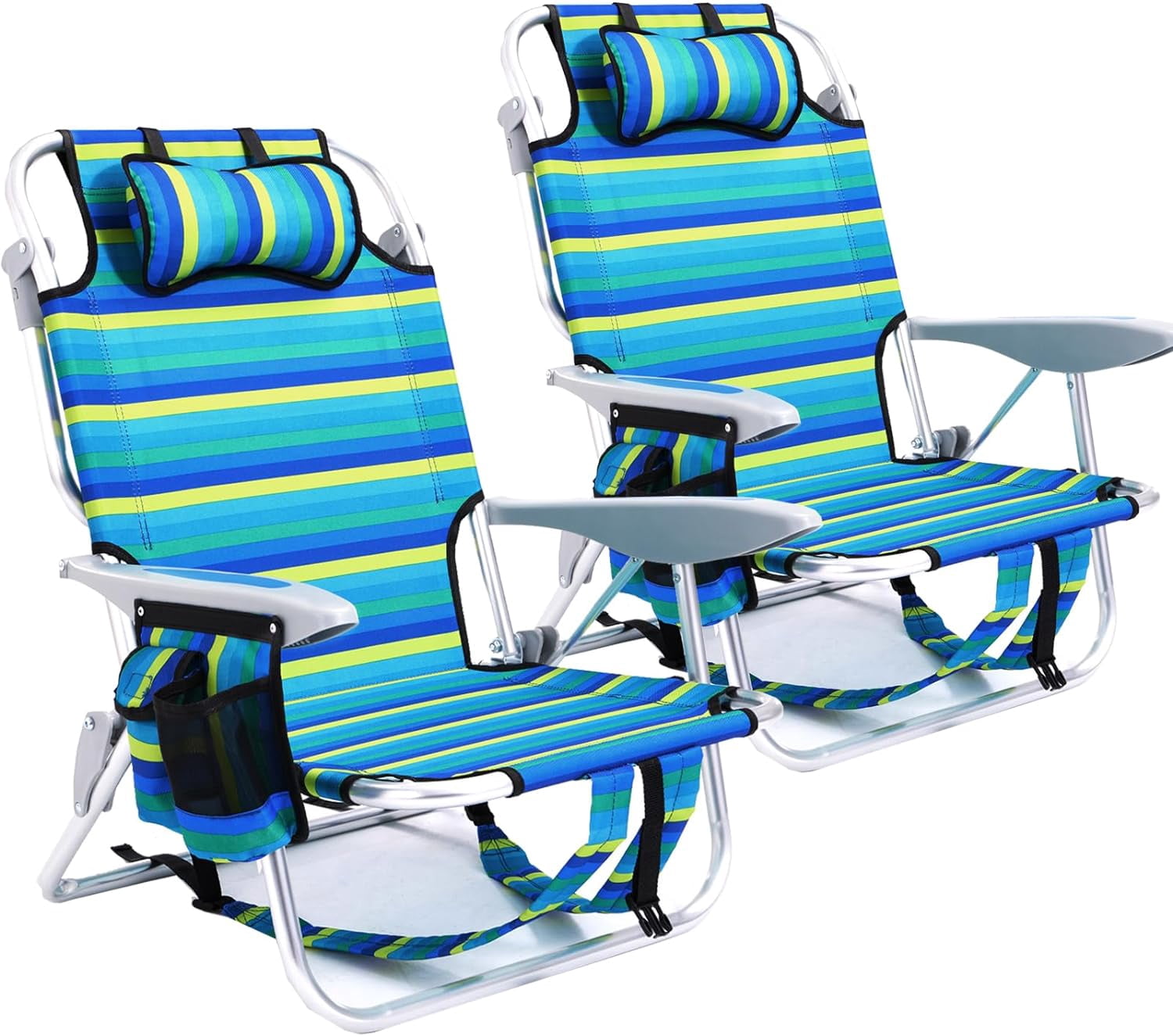 2 Pack Lightweight Portable Camping Beach Chair for Adults, Outdoor Lay ...