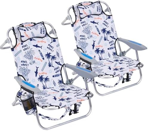 2 Pack Lightweight Portable Camping Beach Chair for Adults, Outdoor Lay ...