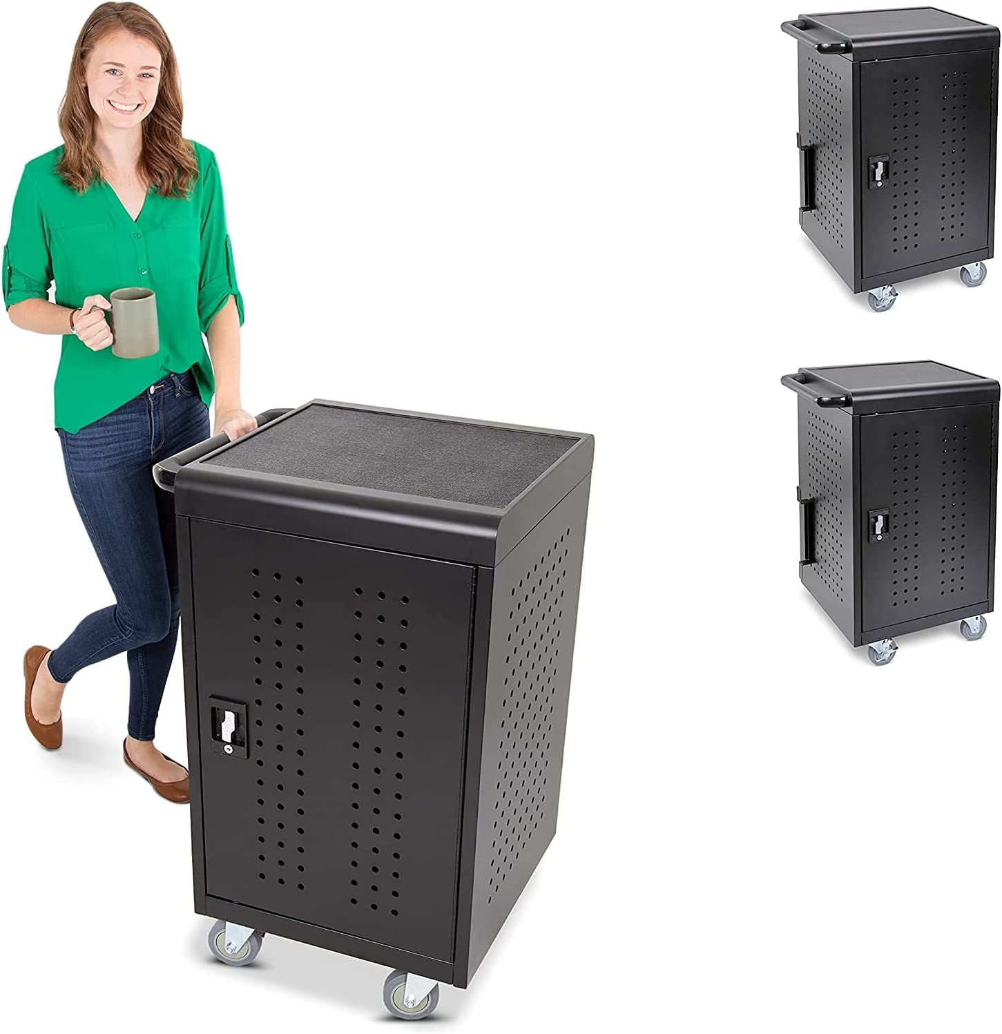 2-Pack | Line Leader 30 Unit Mobile Charging Cart with Locking Cabinets ...