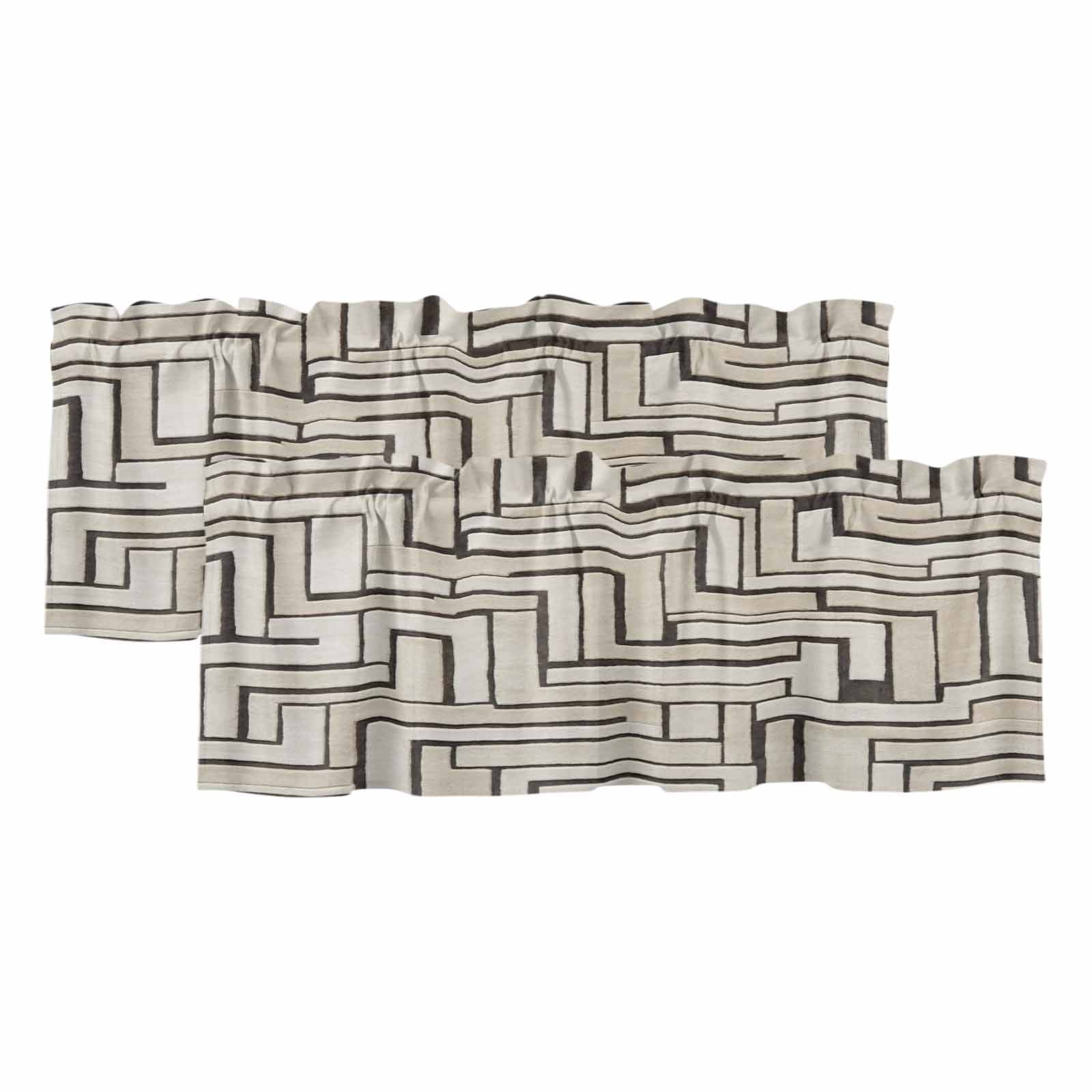2 Pack Linear Maze Valance for Window Modern Abstract Art Architectural ...