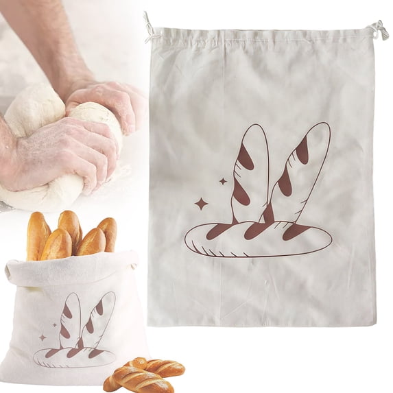 2 Pack Linen Bread Bags,14.57 x11.81in Reusable Drawstring Food Storage ...