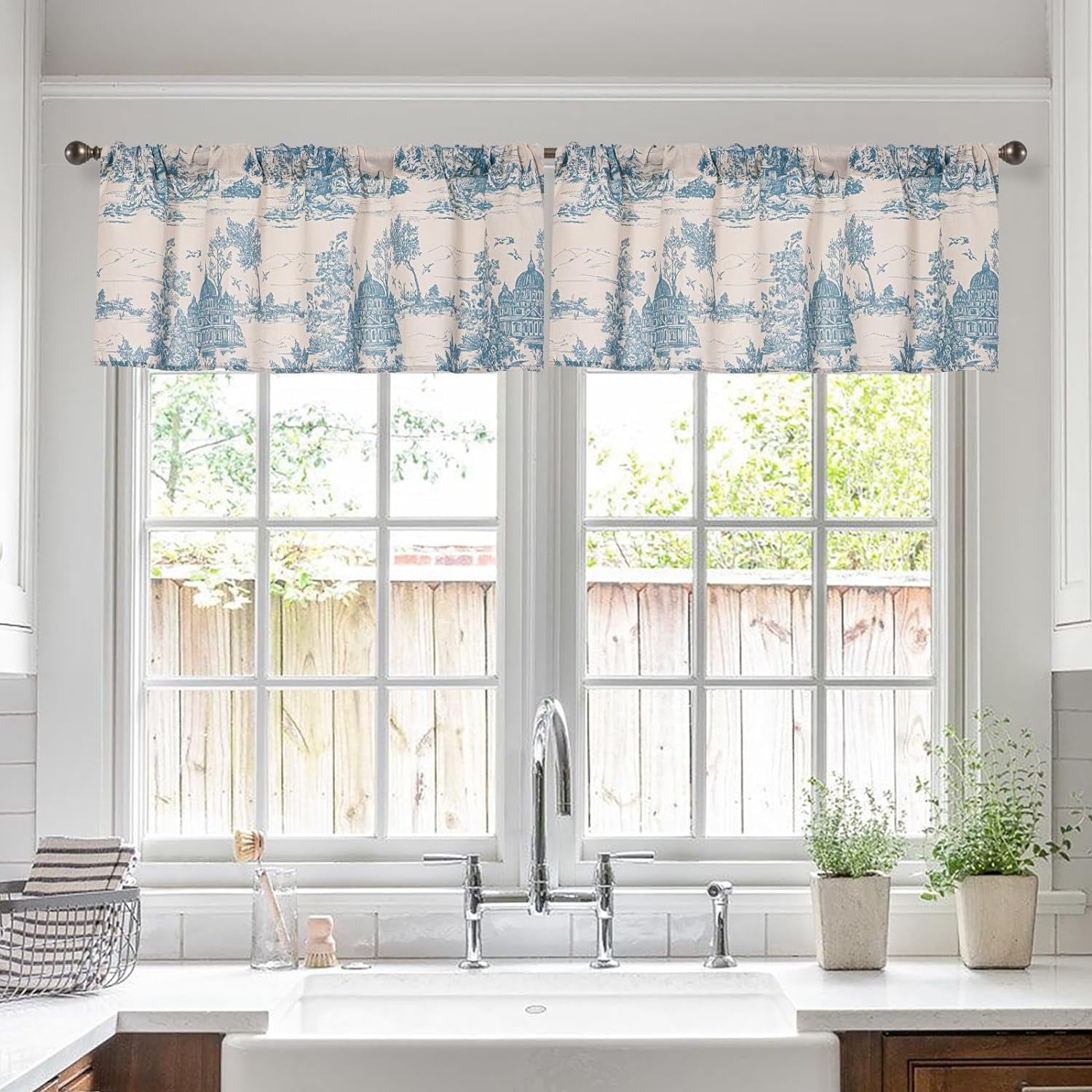 2 Pack Linen Window Valance, 18 Inches Long Kitchen Window Curtains ...