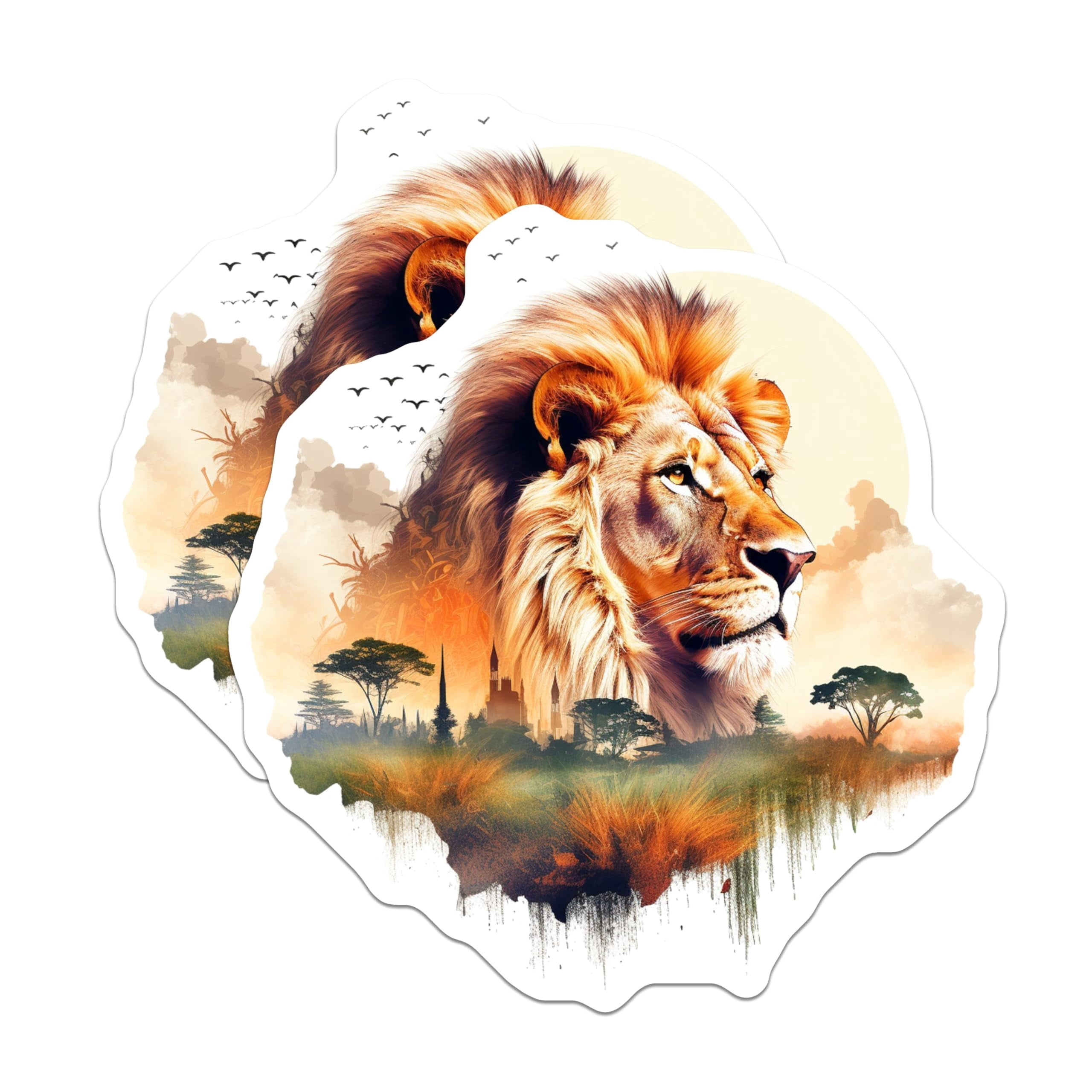 (2 Pack) Lion Wildlife Art Magnets - Animal Kingdom - Safari - 5" On ...