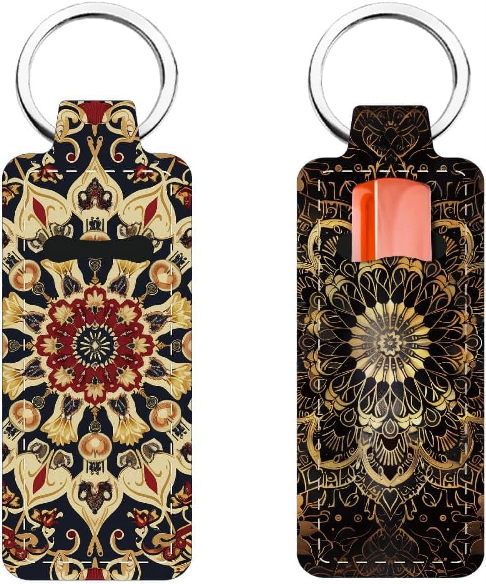 2 Pack Lip Balm Holder Keychain Vintage Mandala Pattern Chapstick ...