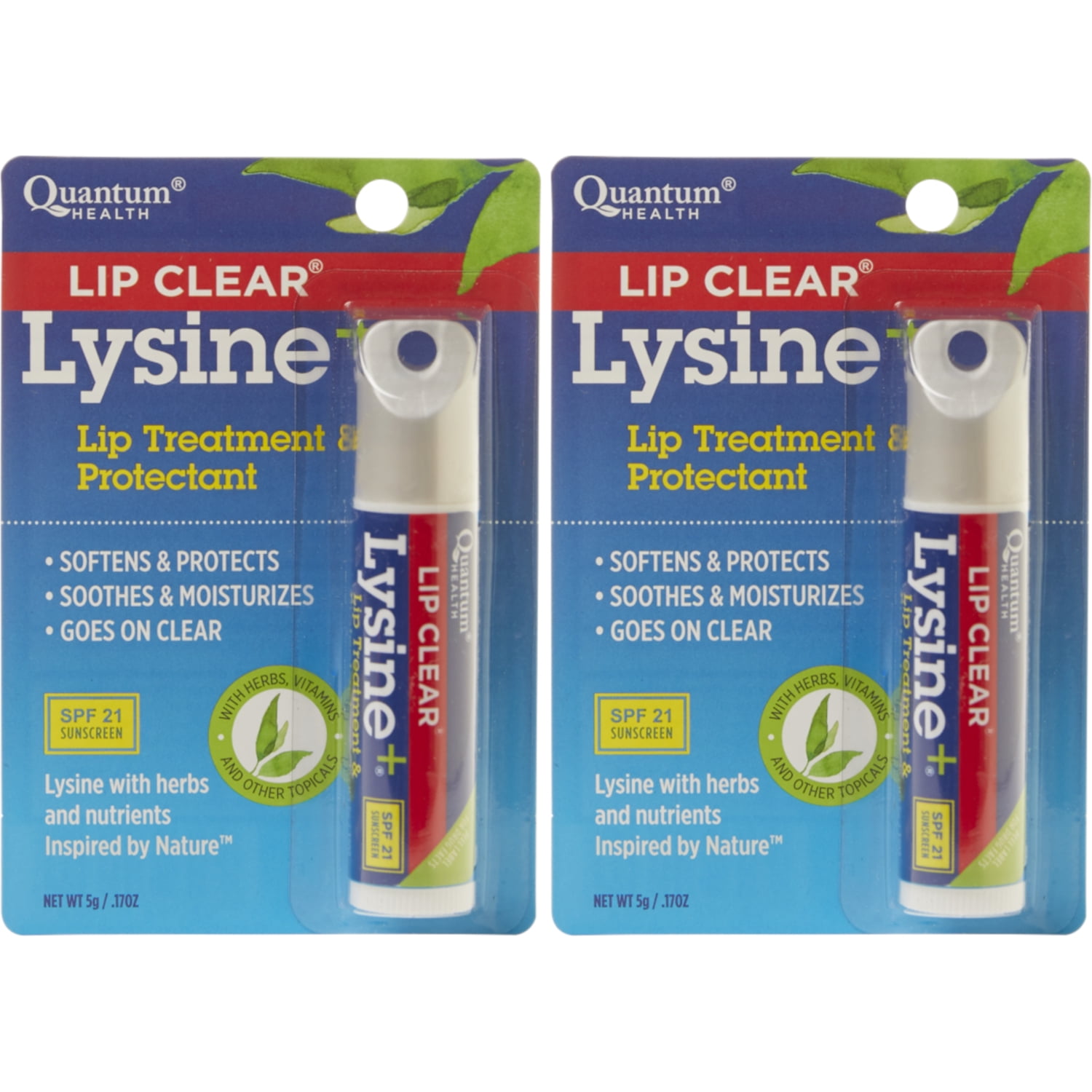 2 Pack Lip Clear Lysine+ Cold Sore Treatment All Natural Lip Balm .17 ...