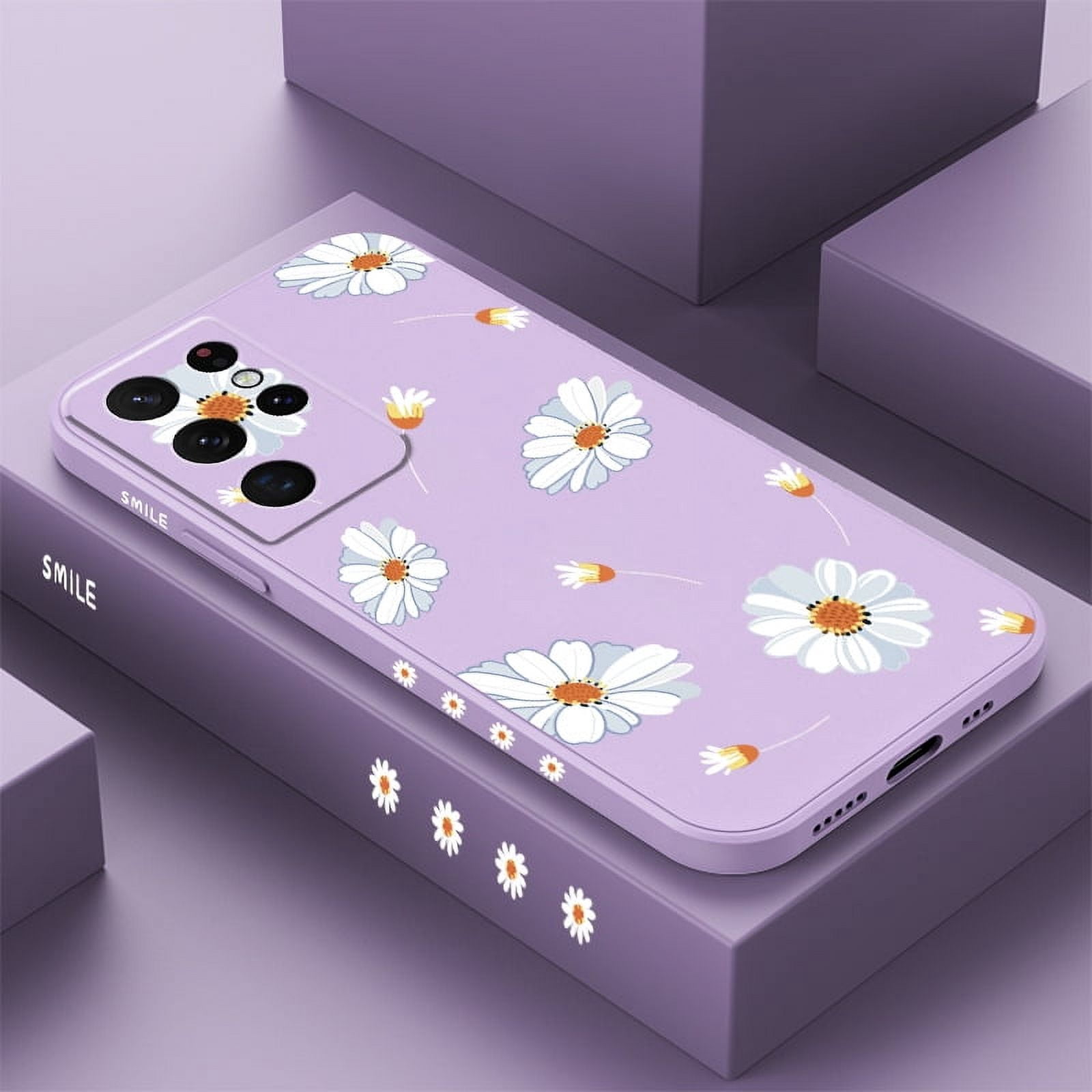 2-Pack Liquid Silicone Flower Pattern Full Coverage Case for Samsung ...