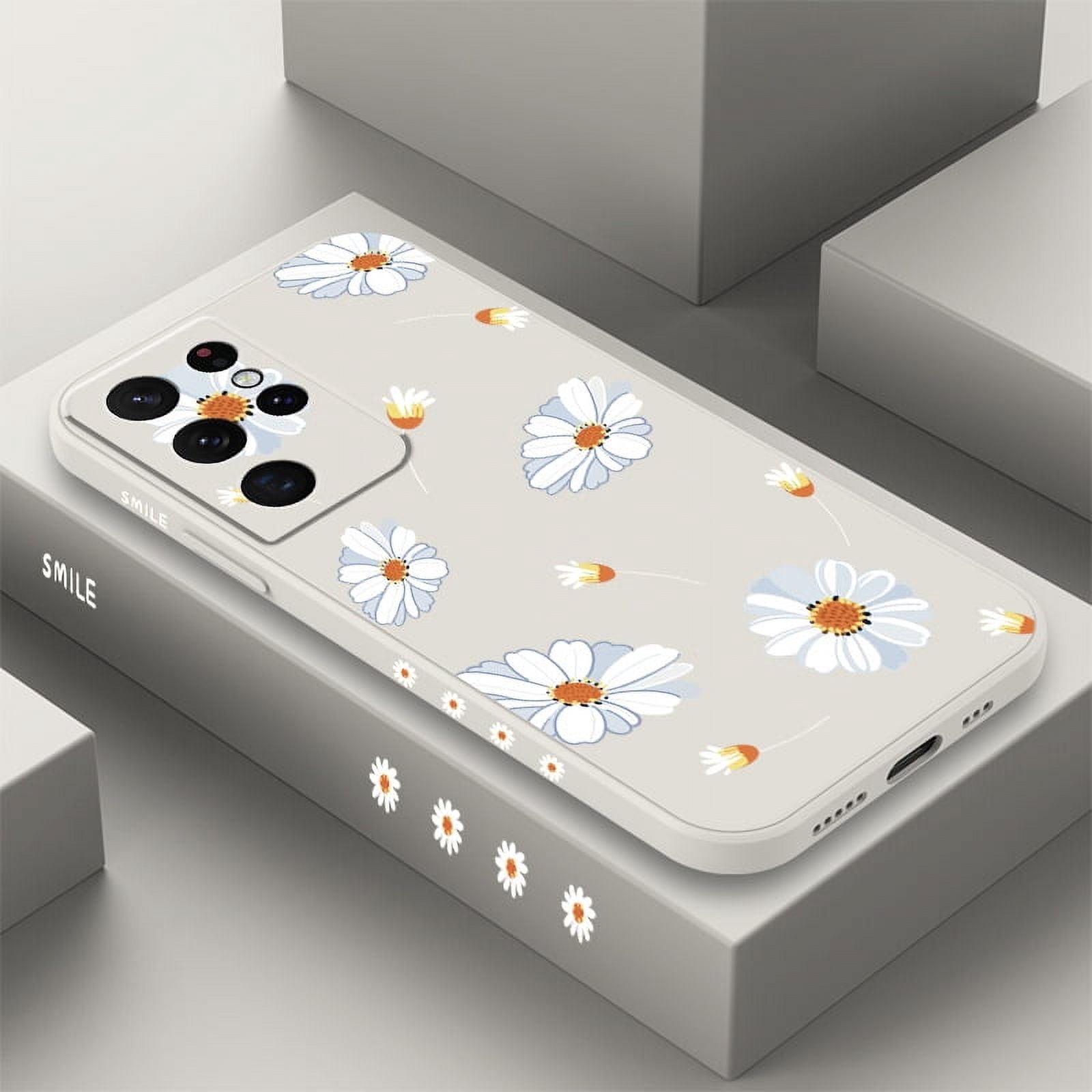 2-Pack Liquid Silicone Flower Pattern Full Coverage Case for Samsung ...