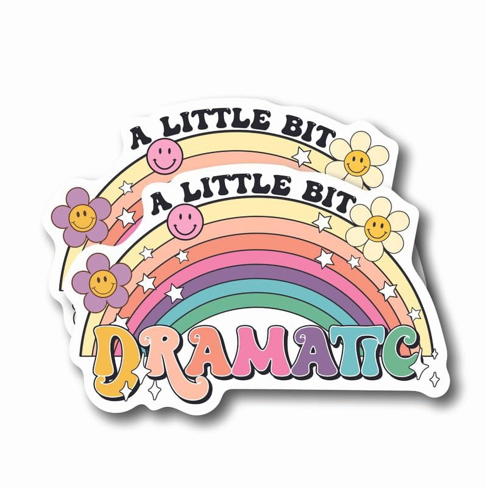 (2 Pack) A Little Bit Dramatic Stickers - Cool Retro Rainbow Smiley ...