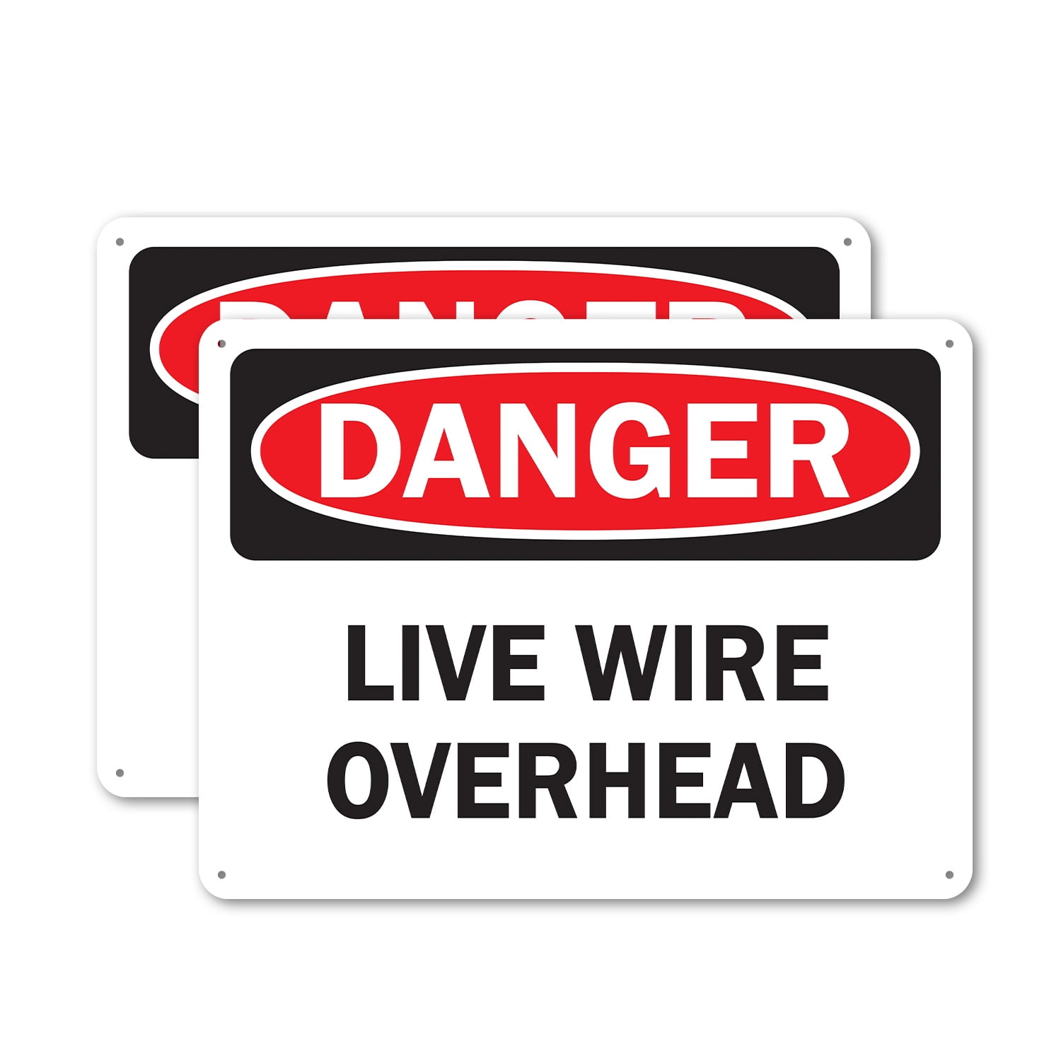 (2 Pack) Live Wire Overhead OSHA Danger Sign 18 Inch X 12 Inch Indoor ...
