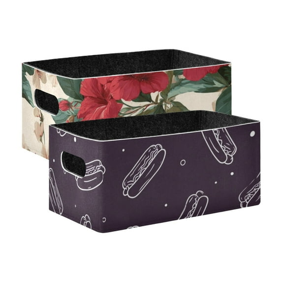 2 Pack Living Room Bed Room Felt Storage Baskets Boxes Foldable ...