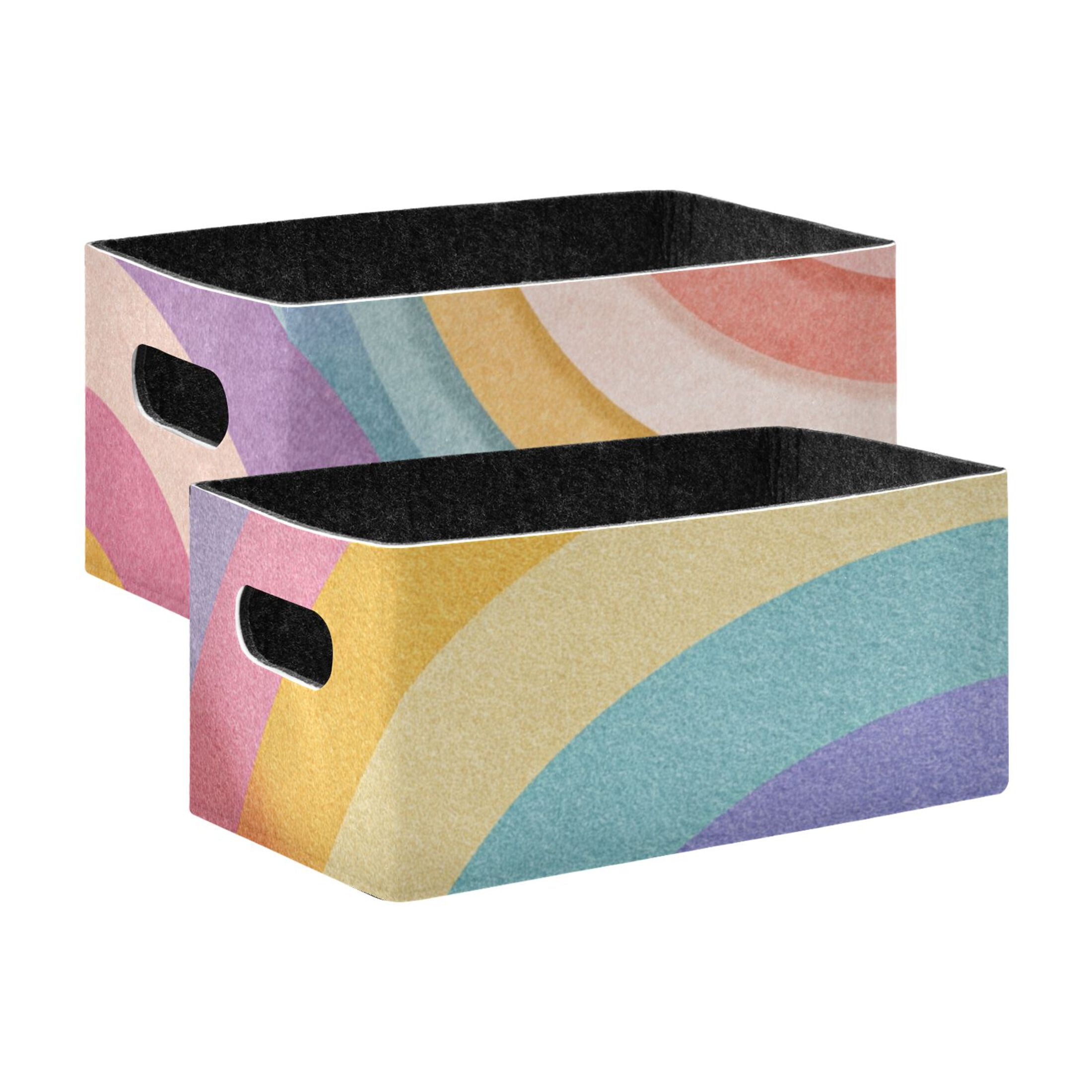 2 Pack Living Room Bed Room Felt Storage Baskets Boxes Foldable ...