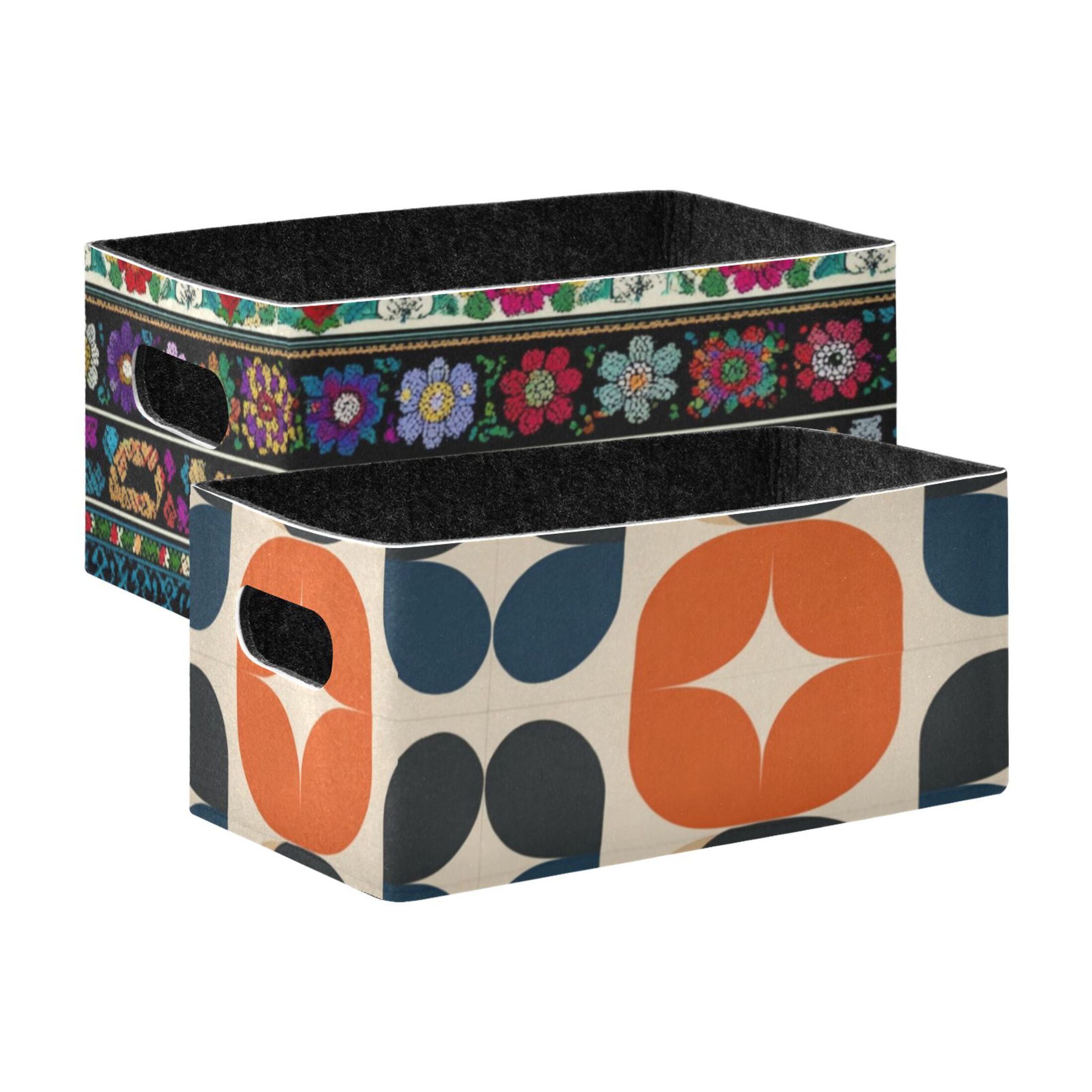 2 Pack Living Room Bed Room Felt Storage Baskets Boxes Foldable ...