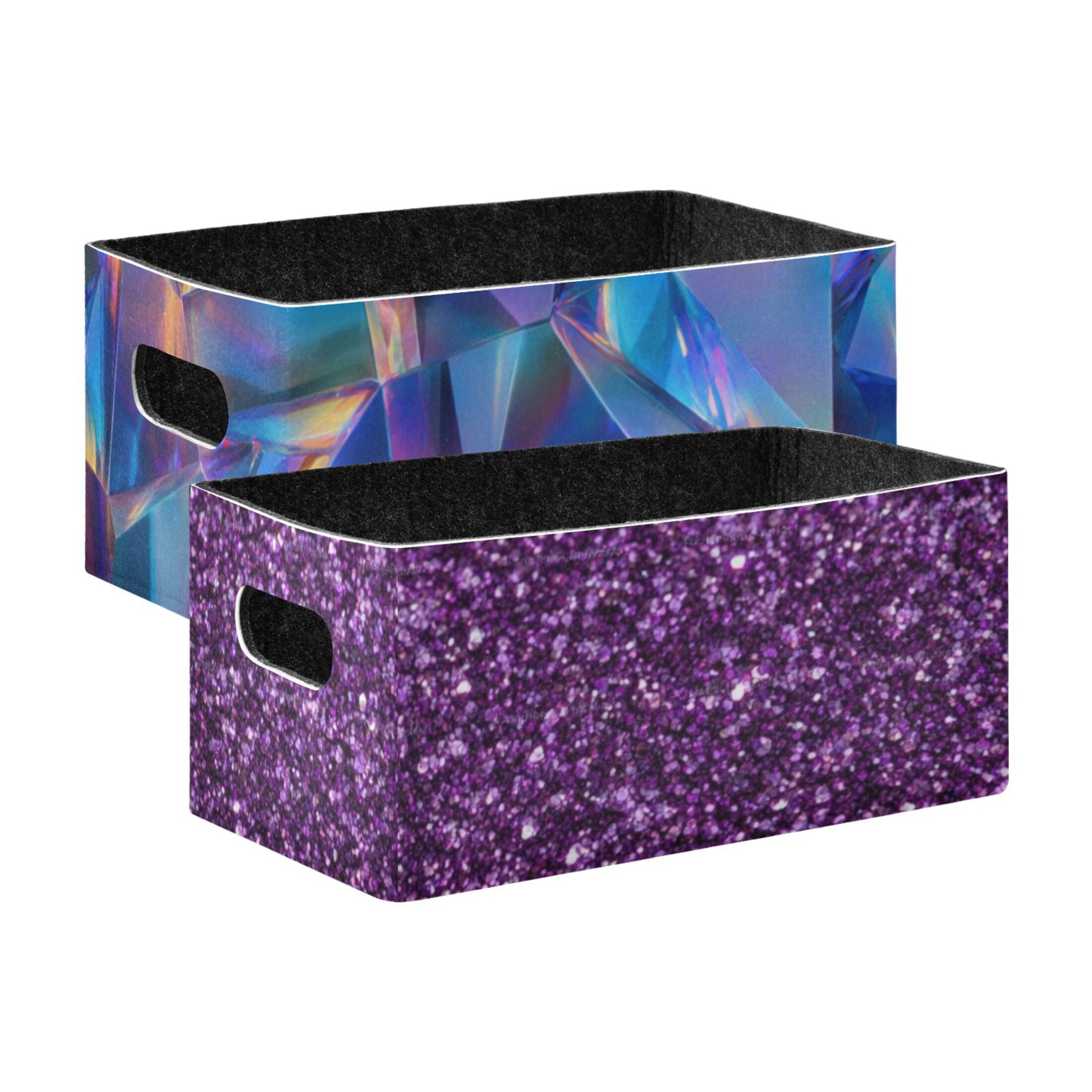 2 Pack Living Room Bed Room Felt Storage Baskets Boxes Foldable ...