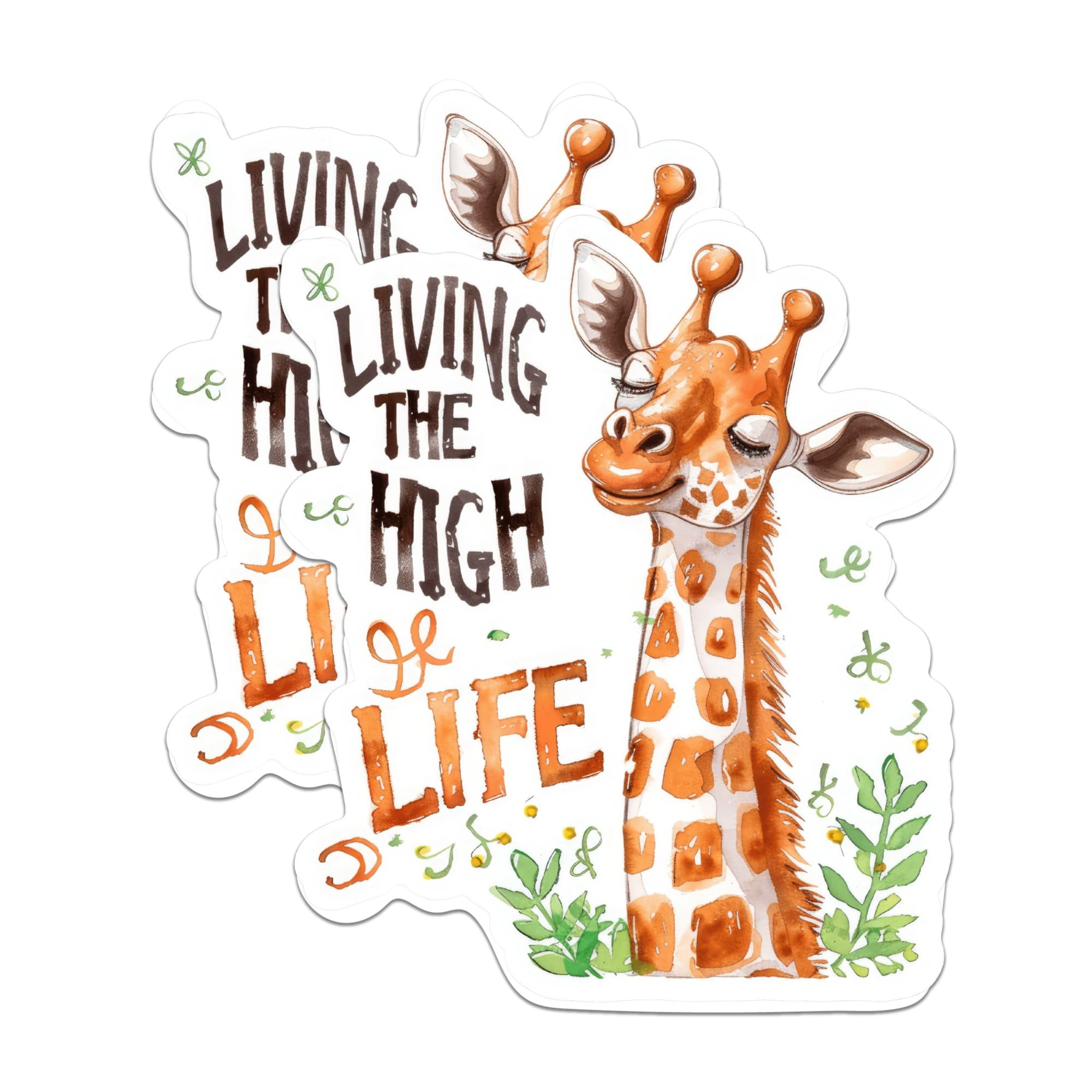 (2 Pack) Living The High Life Stickers - Funny Cute Giraffe Animal ...