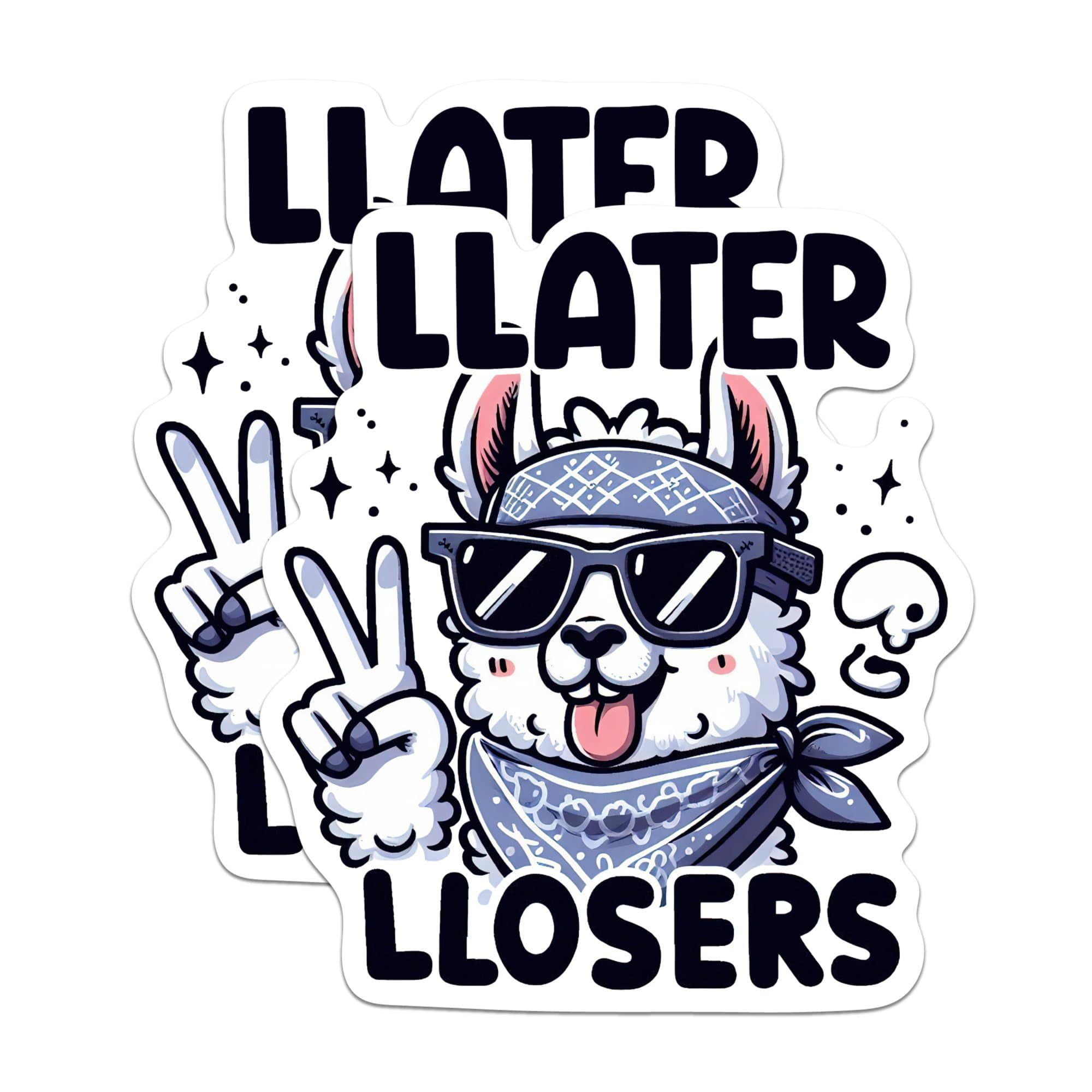 (2 Pack) Llater Losers Funny Stickers - Punny Llama Jokes - Llama Meme ...