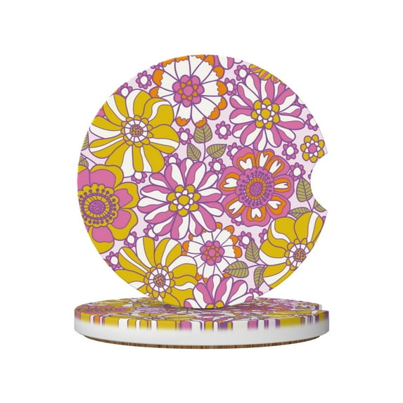 2 Pack Loaded Ceramic Car Coasters 2.56in Absorptive And Durable For ...