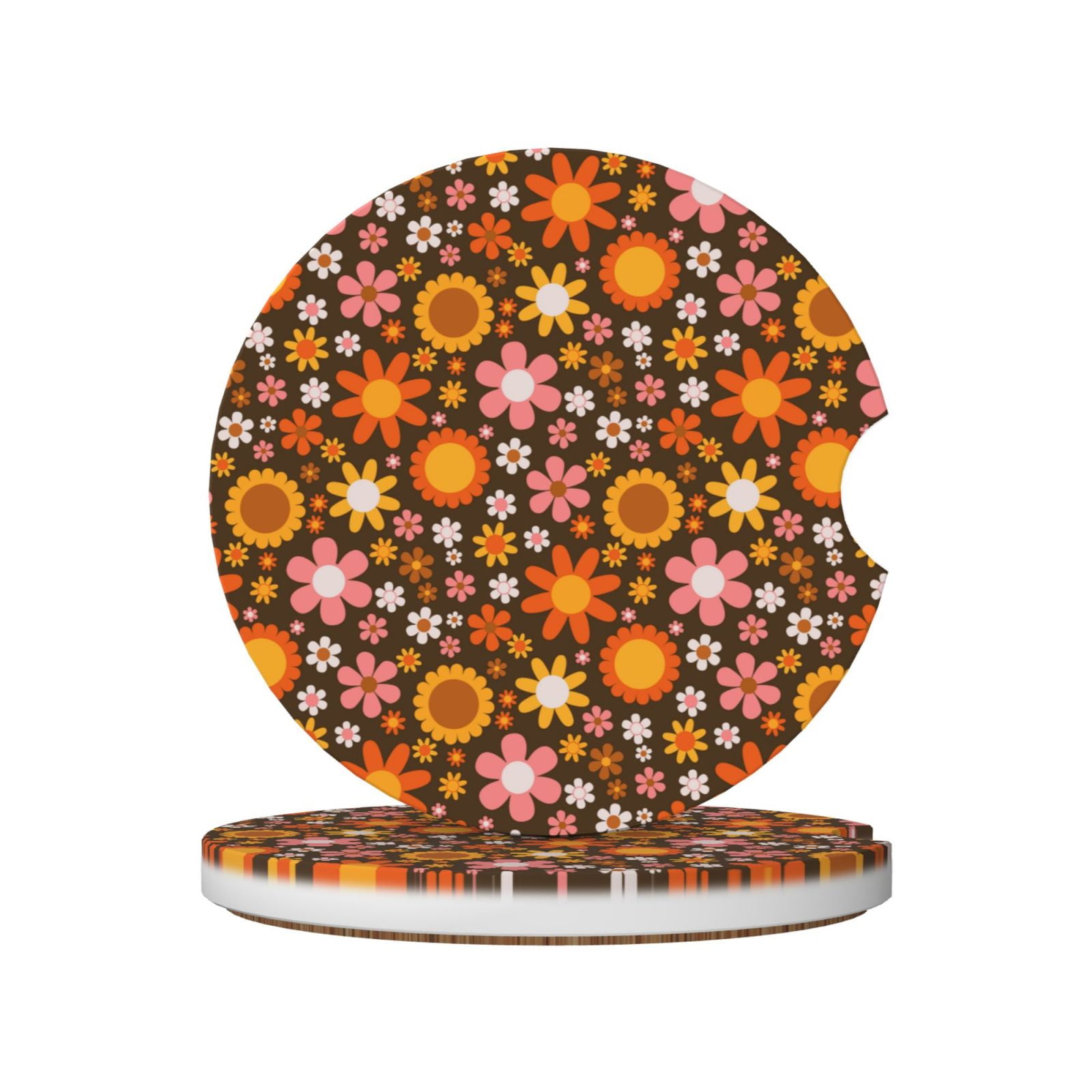 2 Pack Loaded Ceramic Car Coasters 2.56in Absorptive And Durable For ...
