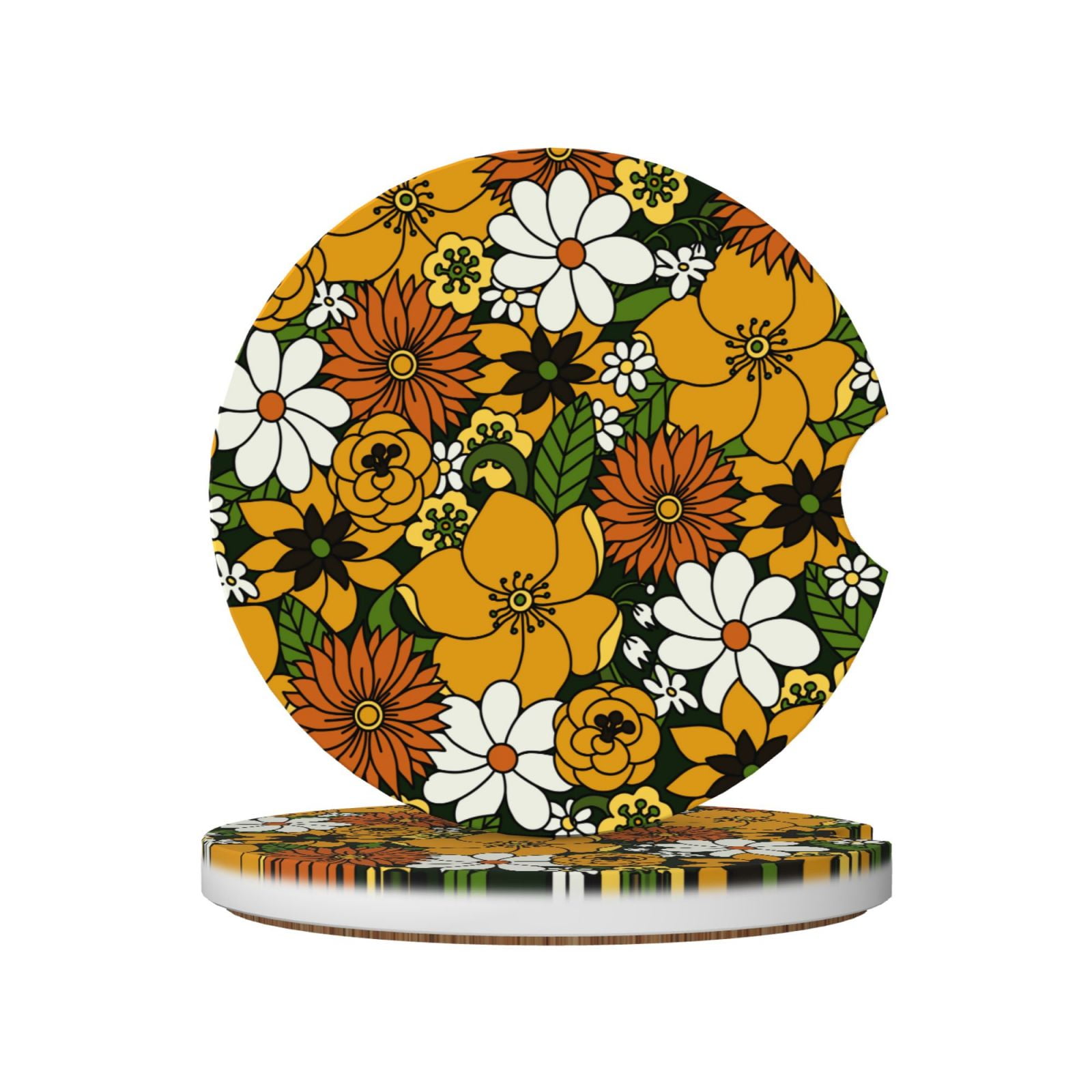 2 Pack Loaded Ceramic Car Coasters 2.56in Absorptive And Durable For ...