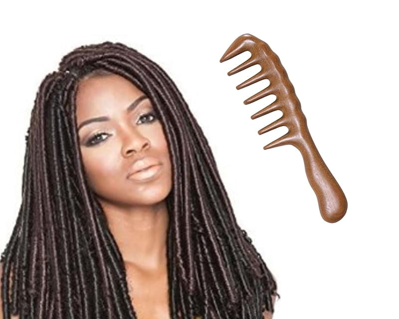 2 Pack Loc Comb, Wide Tooth Comb Made with 100% Natural Sandalwood ...