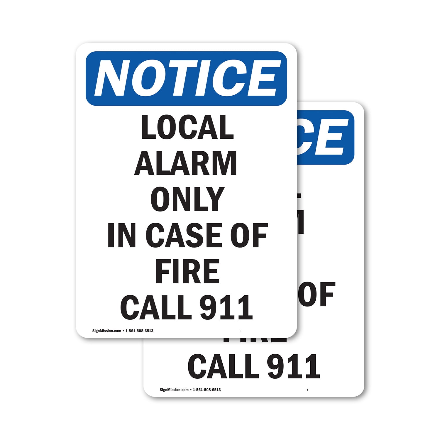 (2 Pack) Local Alarm Only In Case Of Fire OSHA Notice Sign 18 Inch X 24 ...