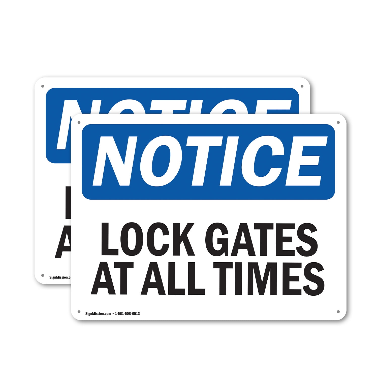 (2 Pack) Lock Gate At All Times OSHA Notice Sign 24 Inch X 18 Inch ...
