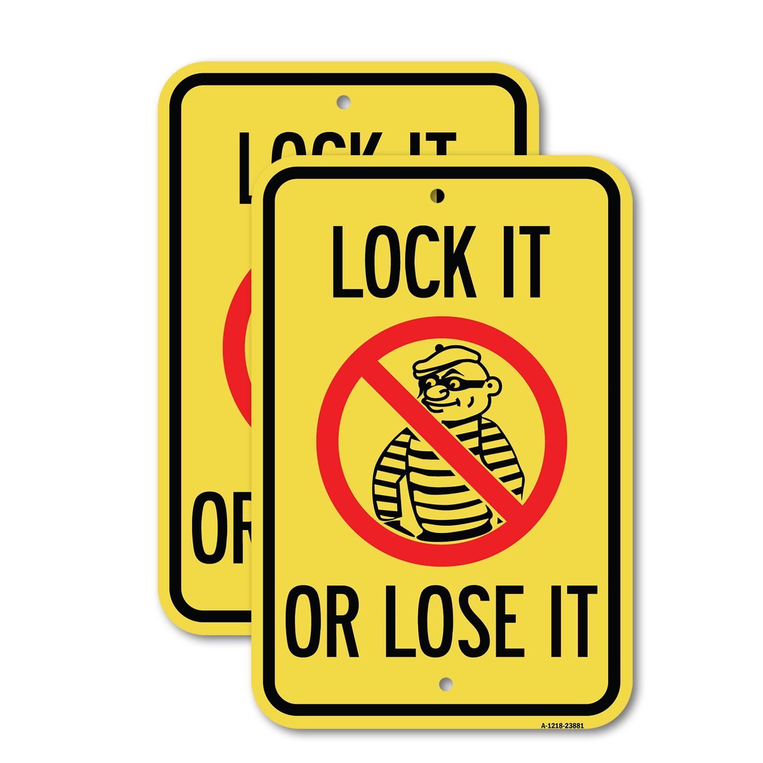 (2 Pack) Lock It or Lose It (With Graphic) | 12" X 18" Heavy-Gauge ...