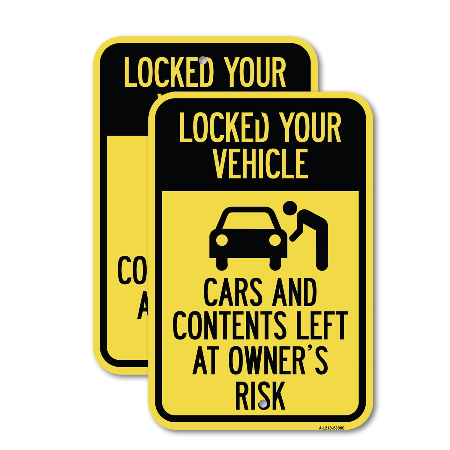 (2 Pack) Lock Your Vehicle - Cars and Contents Left at Owner's Risk ...