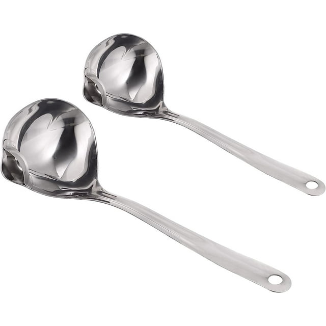 2-Pack Long Handle Soup and Oil Separating Spoons for Cooking - Steel ...