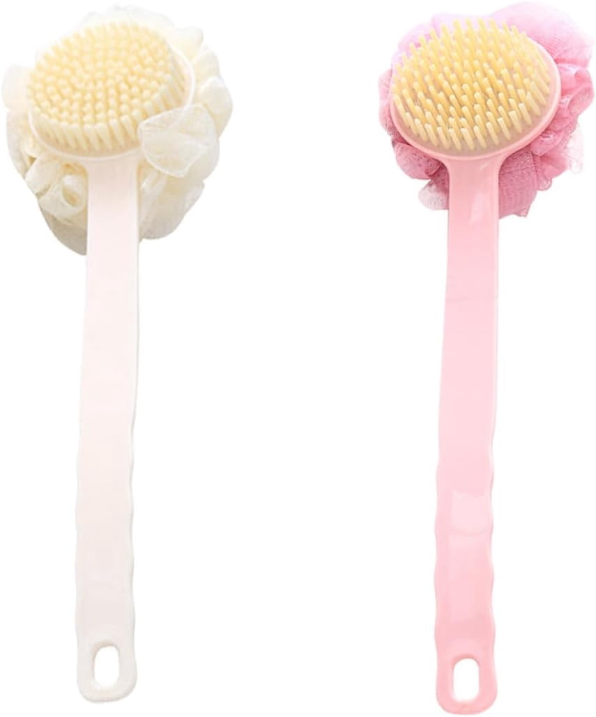 2-Pack Long-Handled Back Cleansing Brushes, Adult Two-Color (Pink and ...