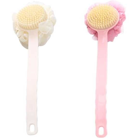 2-Pack Long-Handled Back Cleansing Brushes, Adult Two-Color (Pink and ...