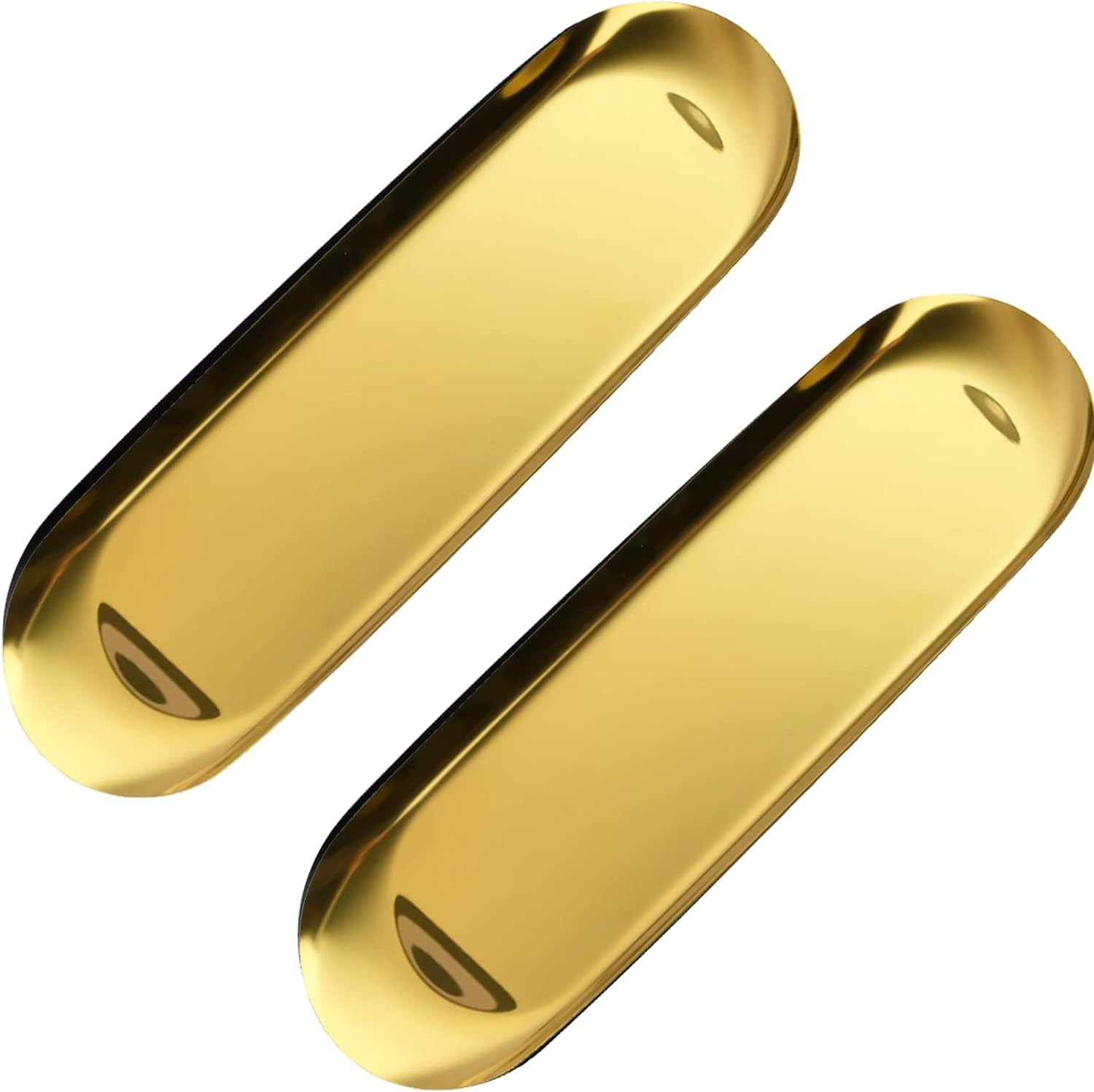 2 Pack Long Narrow Gold Rolling Metal Decorative Tray, 12 Inch ...