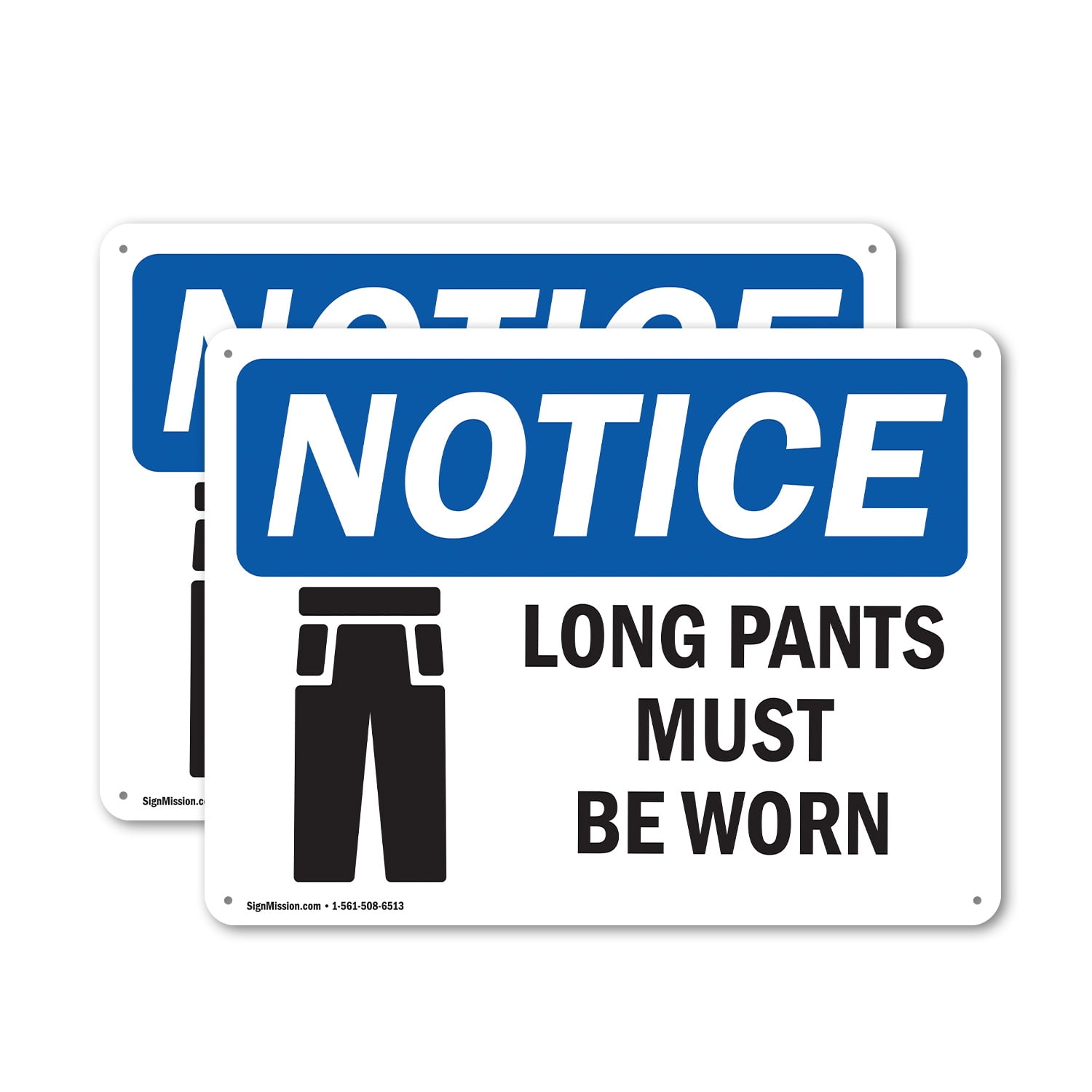(2 Pack) Long Pants Must Be Worn OSHA Notice Sign 14 Inch X 10 Inch ...