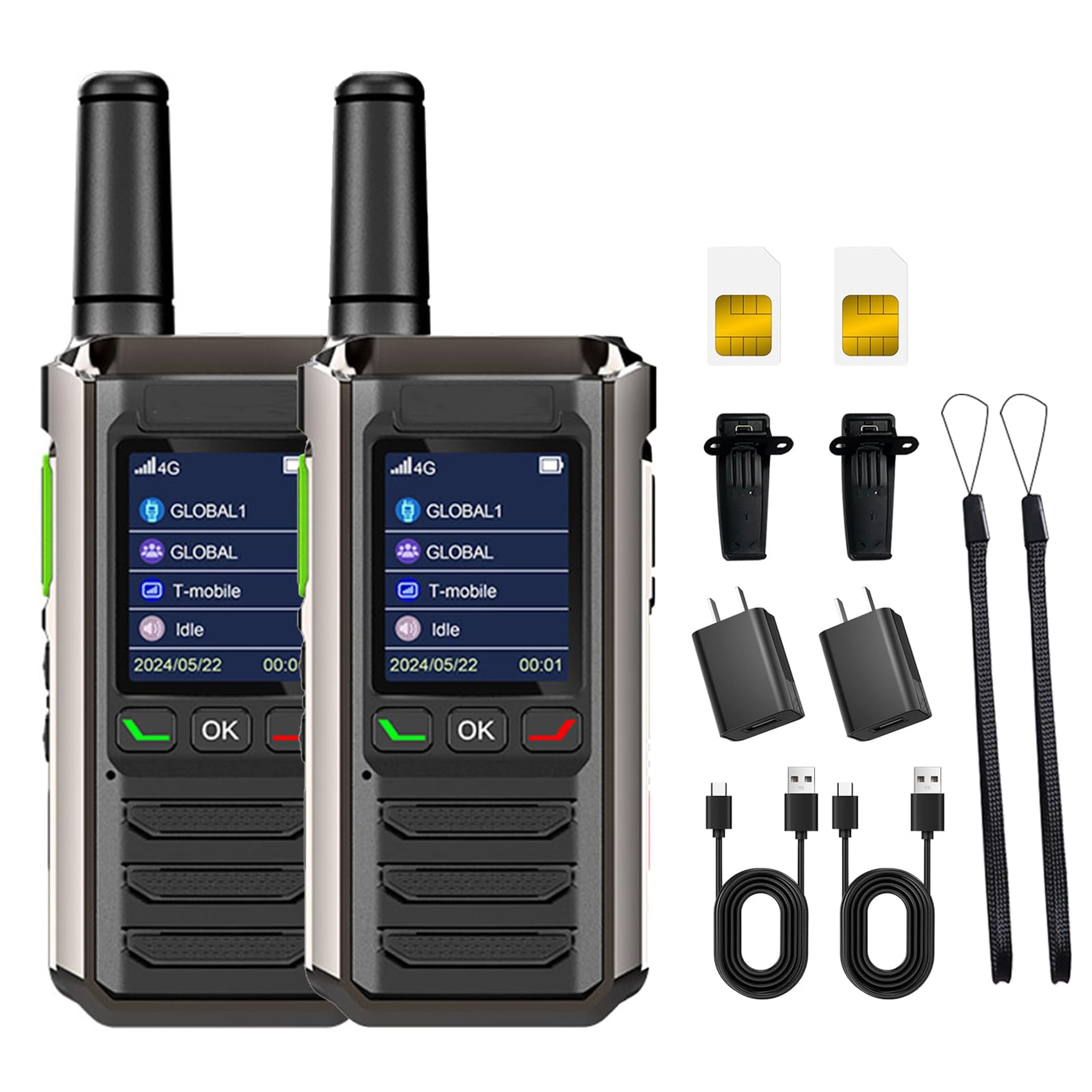2 Pack Long Range Radios with Sim Cards, 5000 Miles Global PTT Walkie ...