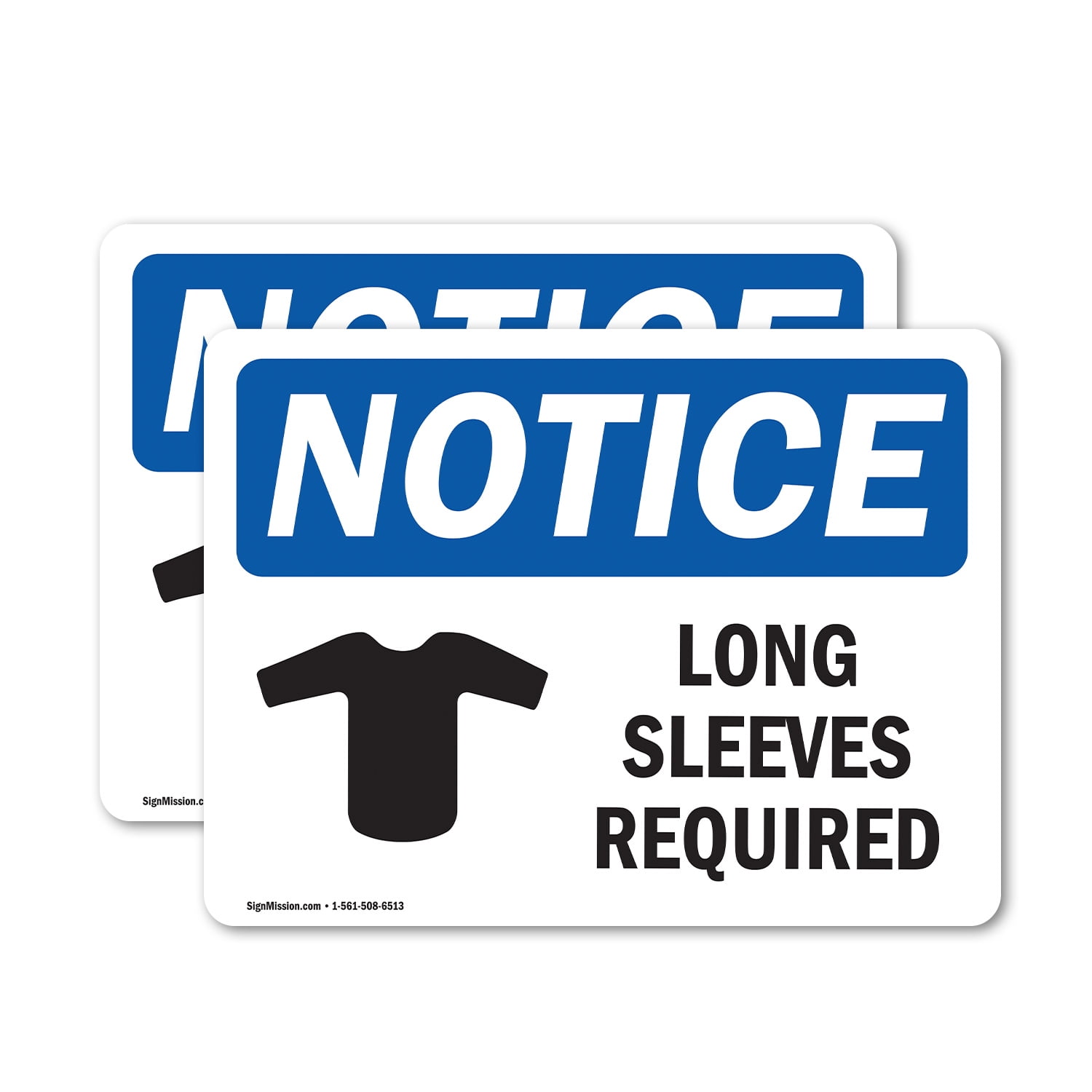 (2 Pack) Long Sleeves Required OSHA Notice Sign 18 Inch X 12 Inch Vinyl ...