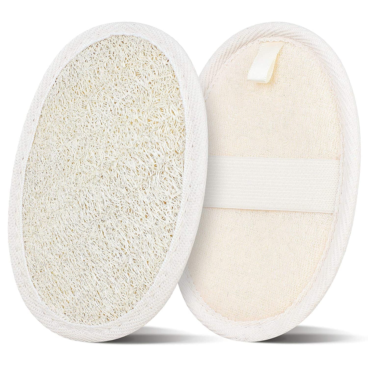 2 Pack Loofah Sponge Pads, Natural Luffa and Terry Cloth Exfoliating ...