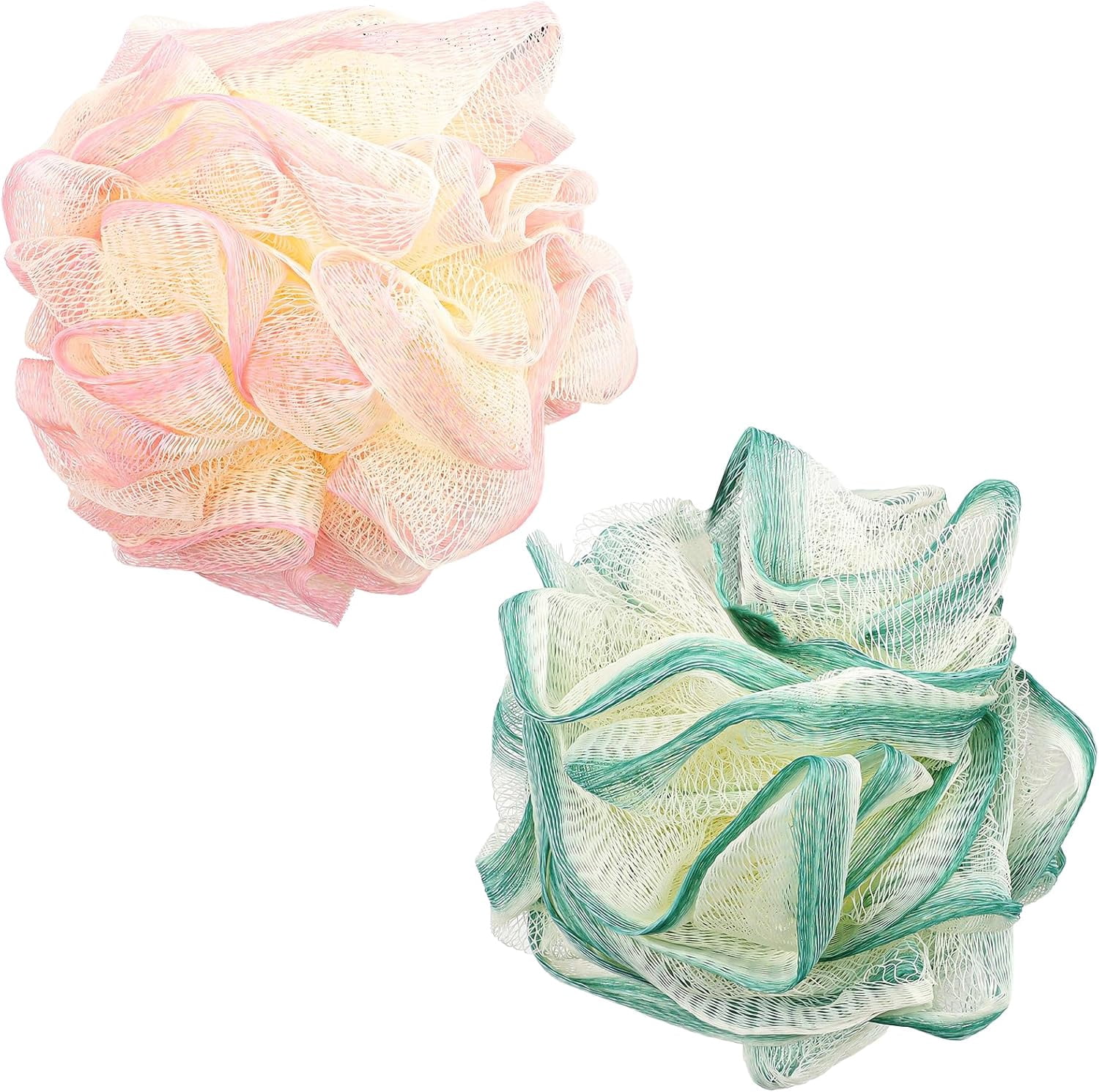 2 Pack Loofah Sponge Shower Loofahs - 2 Colors Bath Sponges Mesh Balls ...