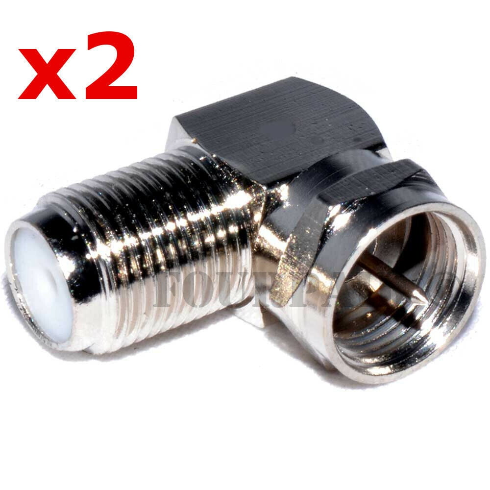 2 Pack Lot - F Type Right Angle 90 Degree M/F Coax Cable TV Adapter ...