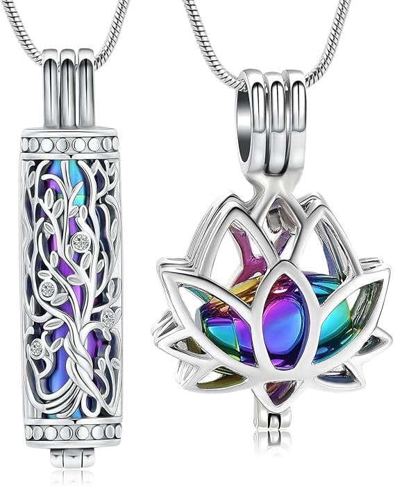 2 Pack Lotus Flower / Tree of Life Cremation Jewelry for Ashes with ...