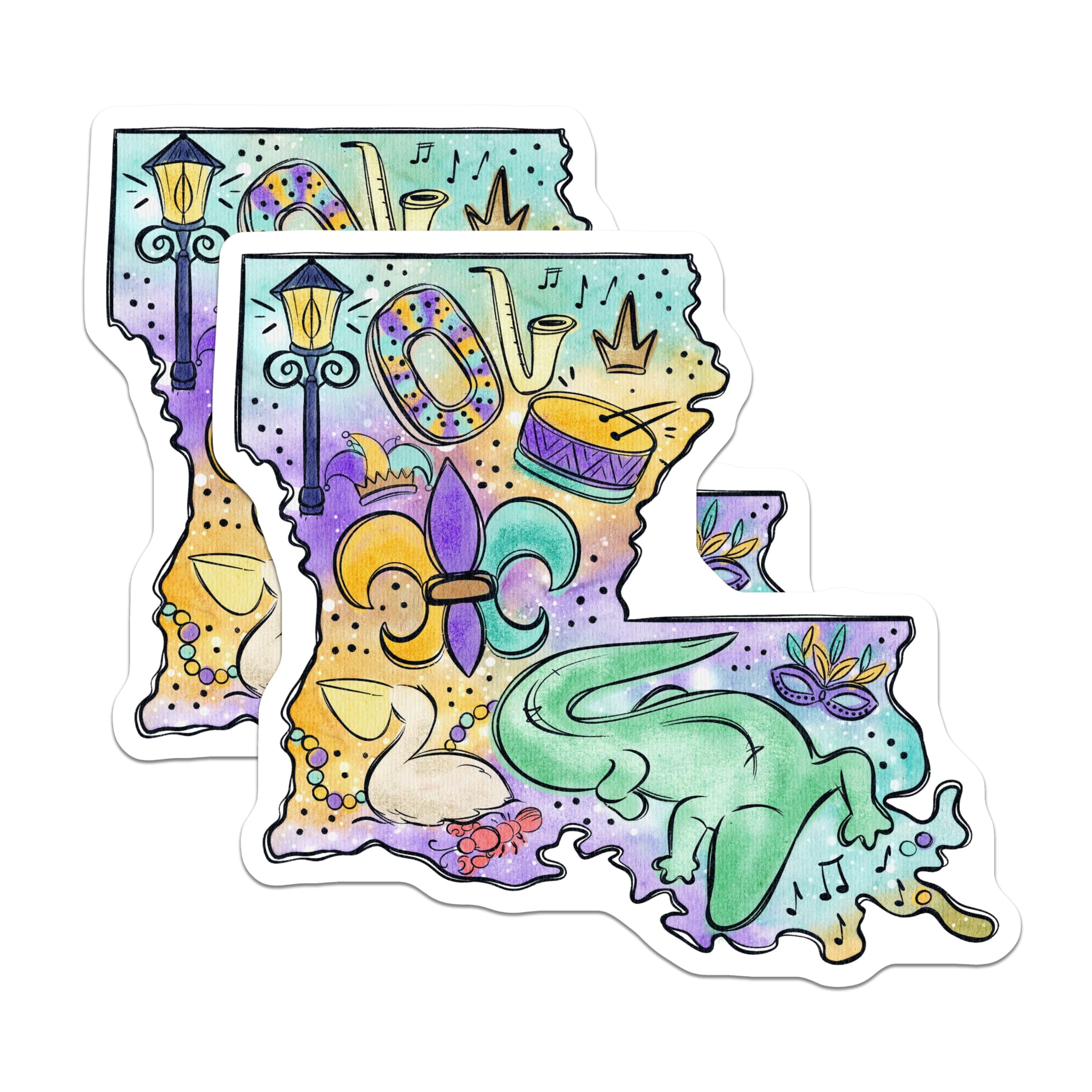 (2 Pack) Louisiana Mardi Gras Magnets - Colorful Louisiana State Magnet ...