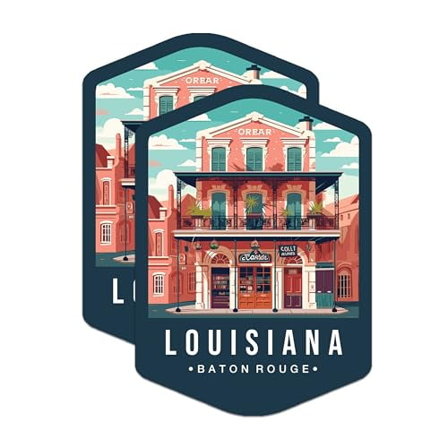 (2 Pack) Louisiana State and Capitol Stickers - LA State Sticker ...