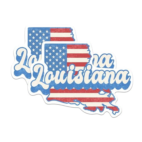 (2 Pack) Louisiana State Outline Stickers - LA State Shape with USA ...