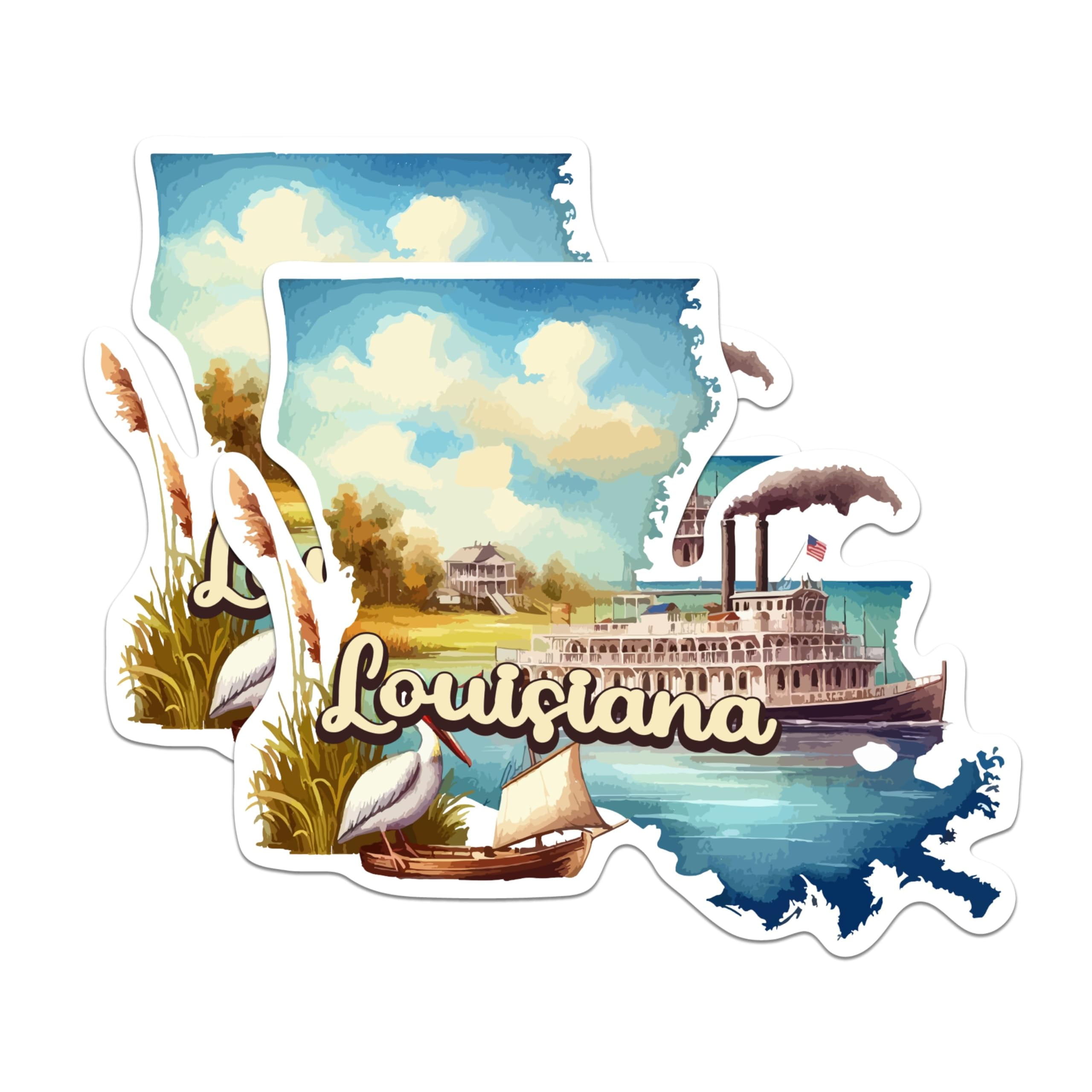 (2 Pack) Louisiana State Shape Stickers - LA State Sticker - Choose ...