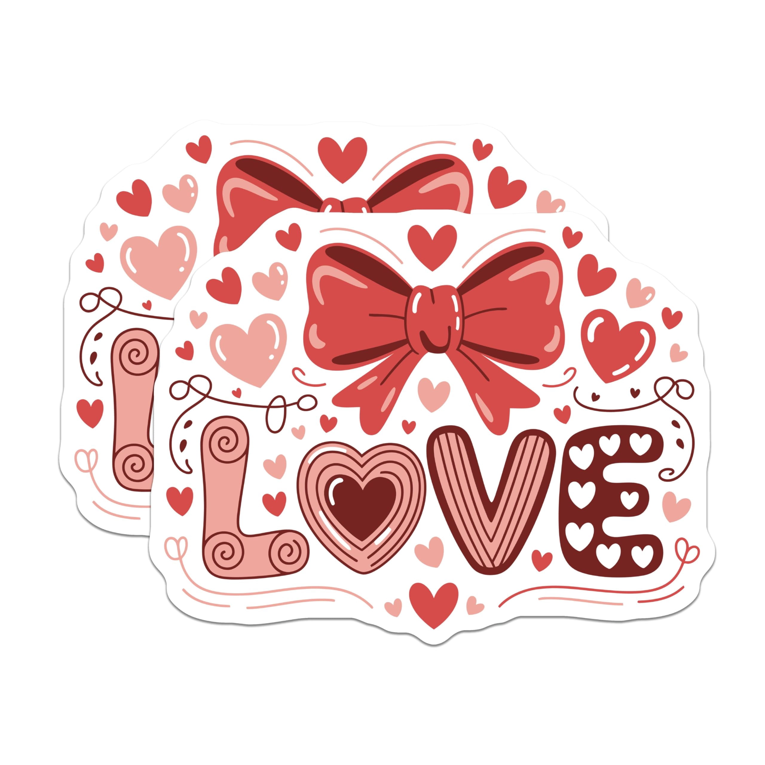 (2 Pack) Love Heart Stickers - Valentine Stickers - Bow Stickers - 5 ...